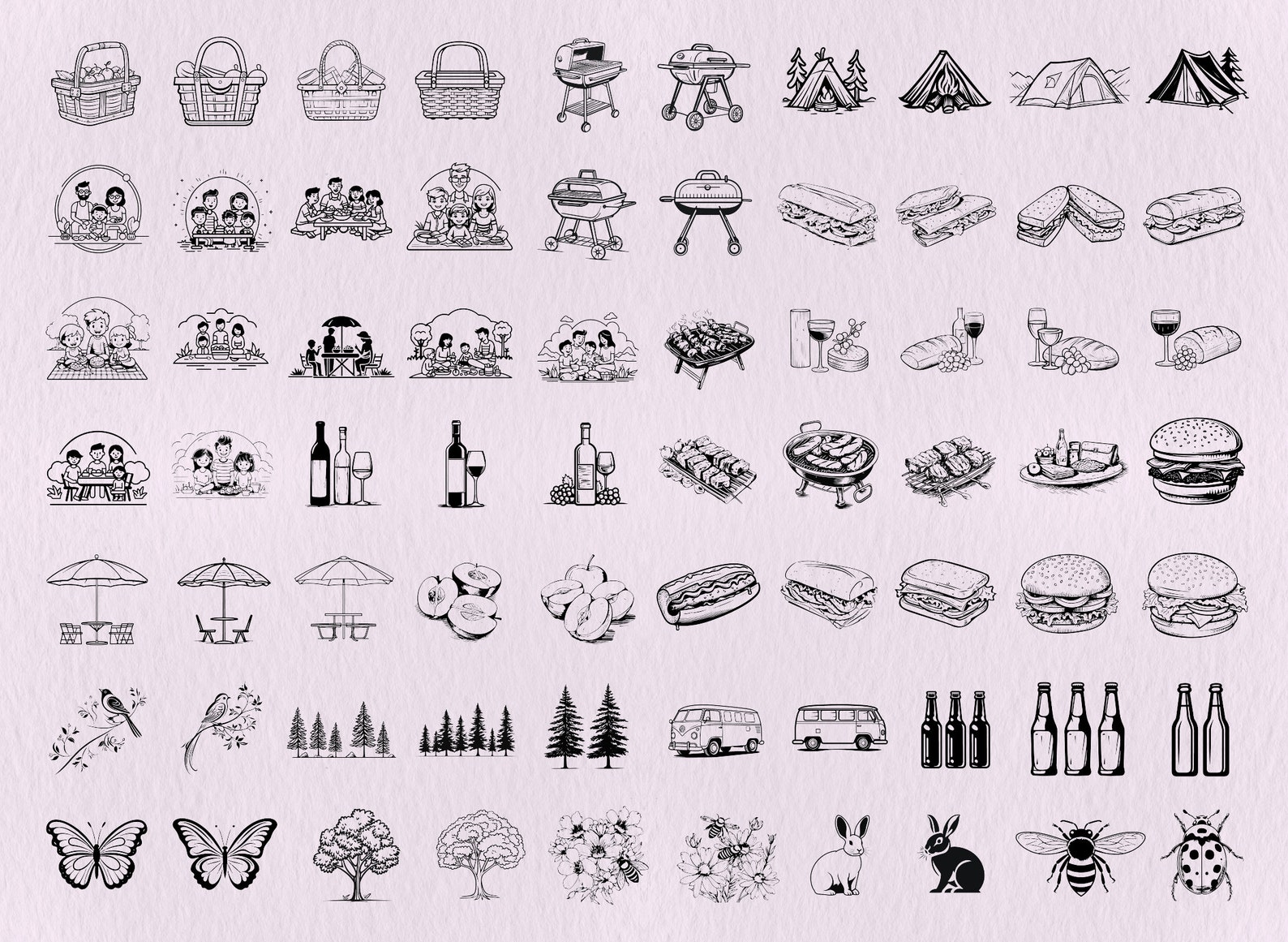 Picnic SVG Bundle, Picnic Basket SVG Cut Files, Picnic Cricut Stencil ...