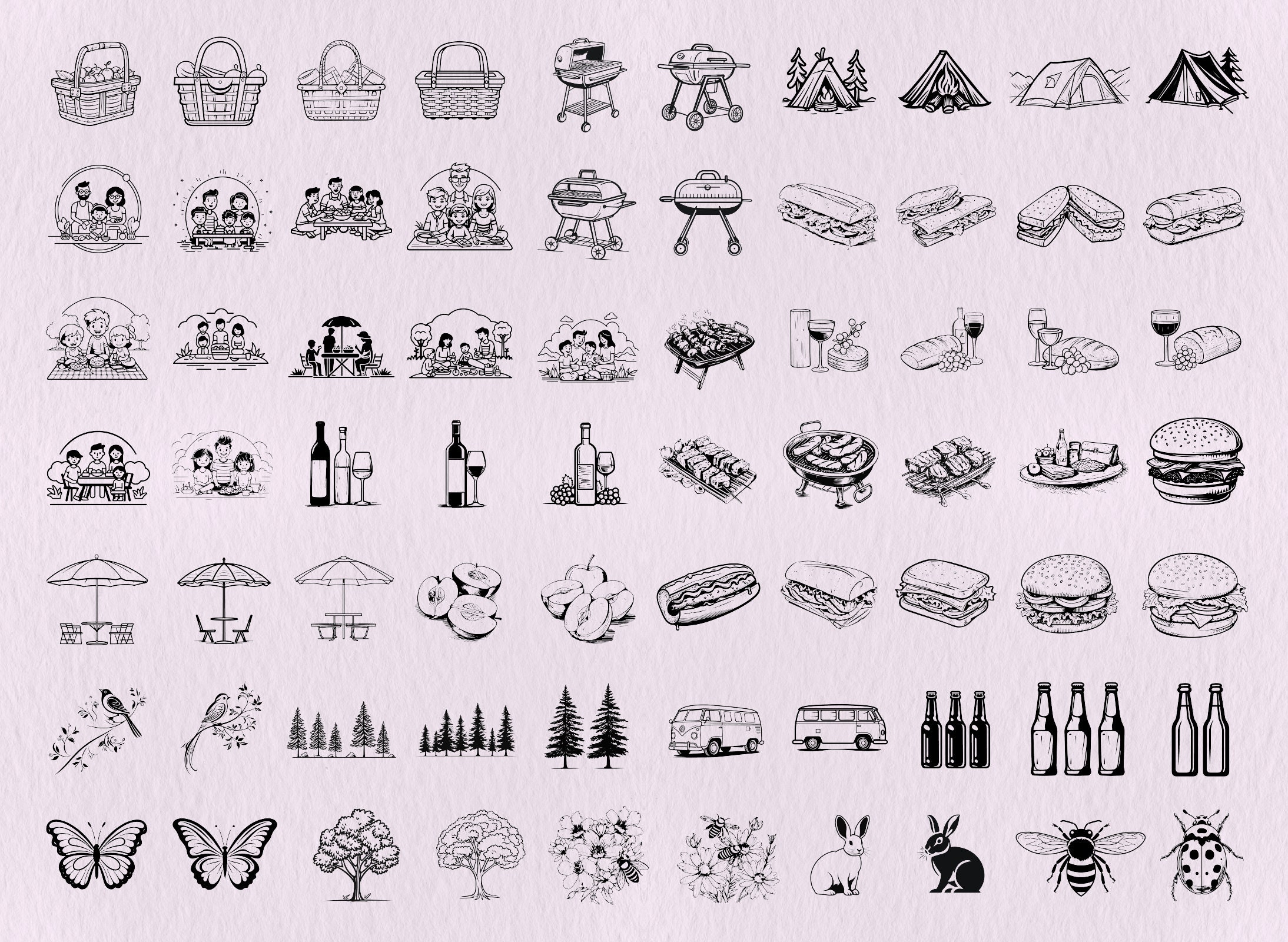 Picnic SVG Bundle, Picnic Basket SVG Cut Files, Picnic Cricut Stencil ...