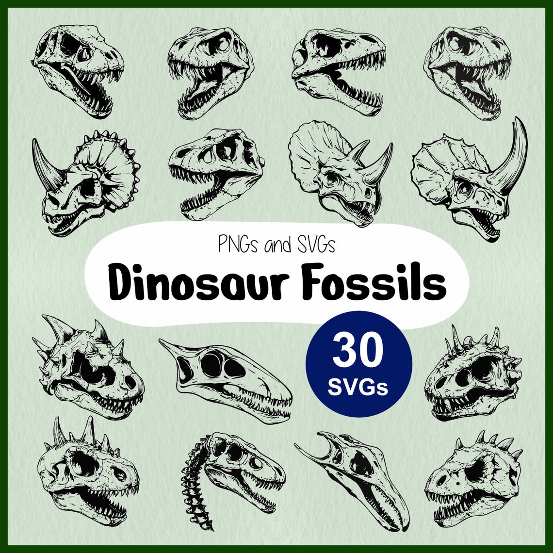Dinosaur Fossils SVG: Prehistoric Bones Vector File, Museum Jurassic ...