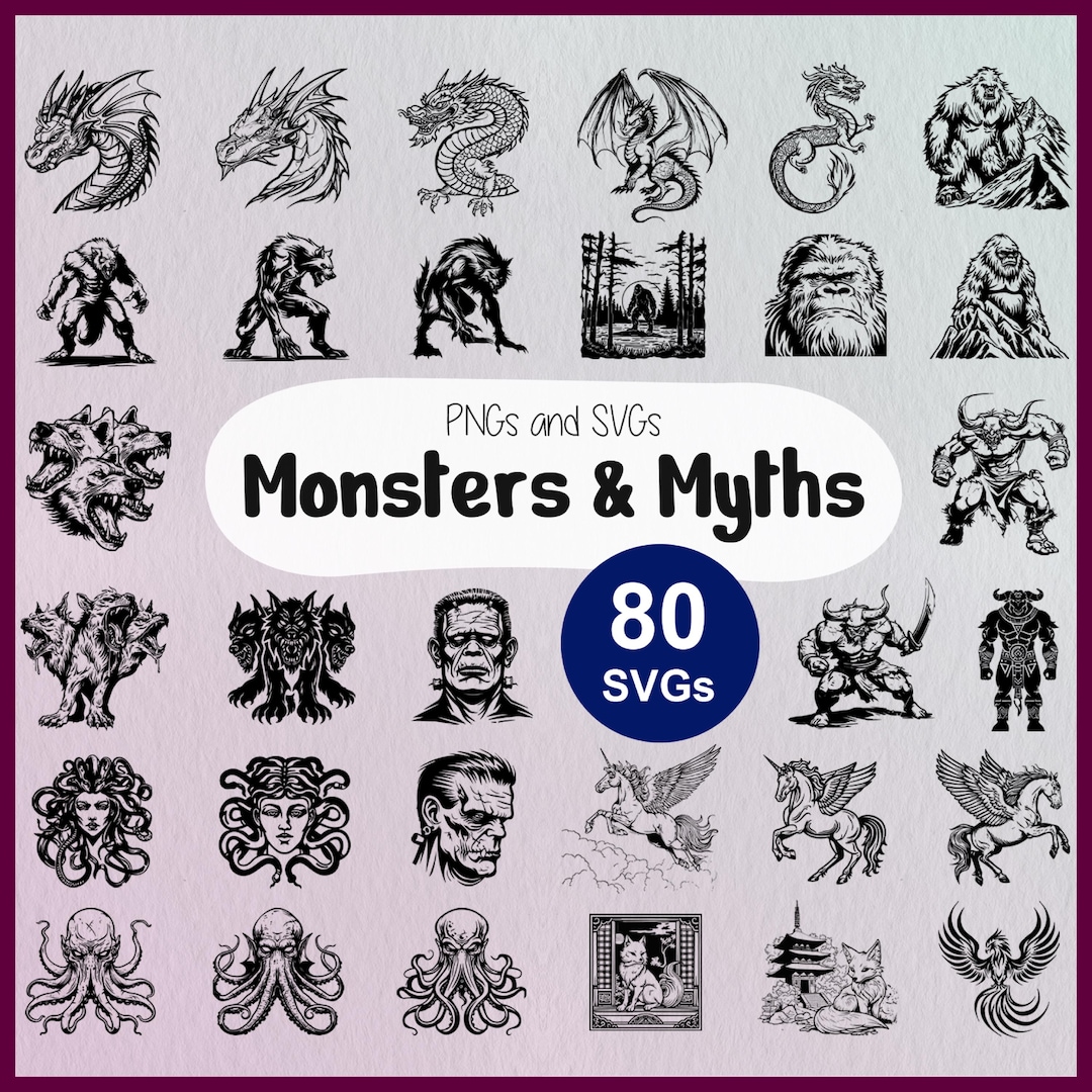 Monsters SVG - Mythical Creatures and Fantasy Monsters - Frankenstein ...