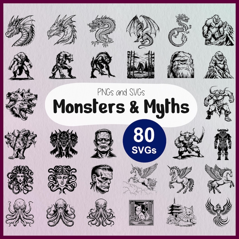 Monsters SVG - Mythical Creatures and Fantasy Monsters - Frankenstein ...