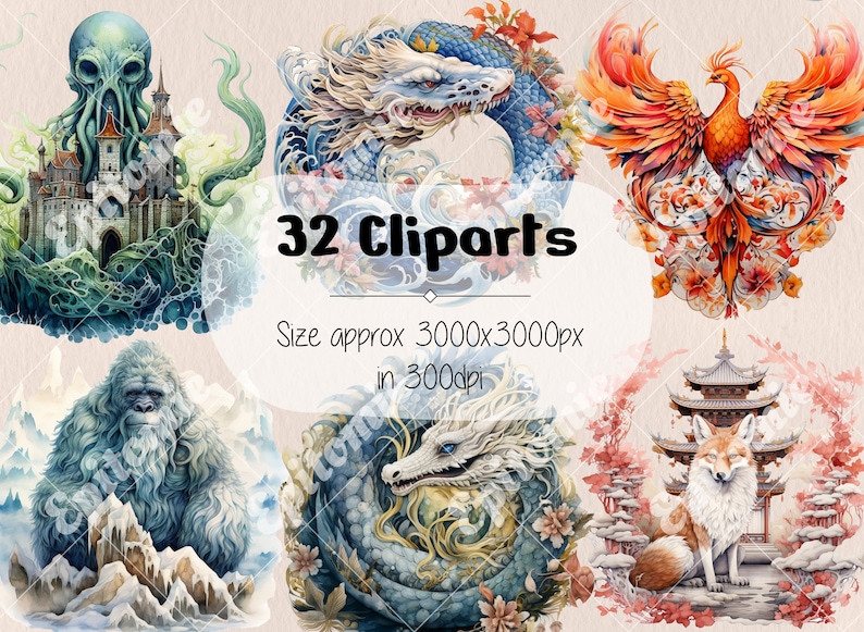 Mythical Creatures Clipart, Fantasy Monster Clipart, Fairy Tale ...