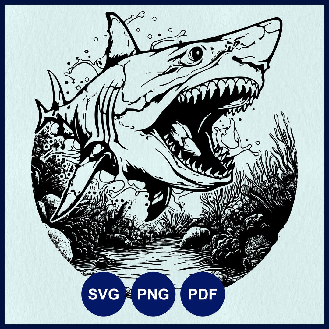 Shark Attack SVG, Great White, Bull Shark Bite, Tiger Shark PNG, Jaws ...