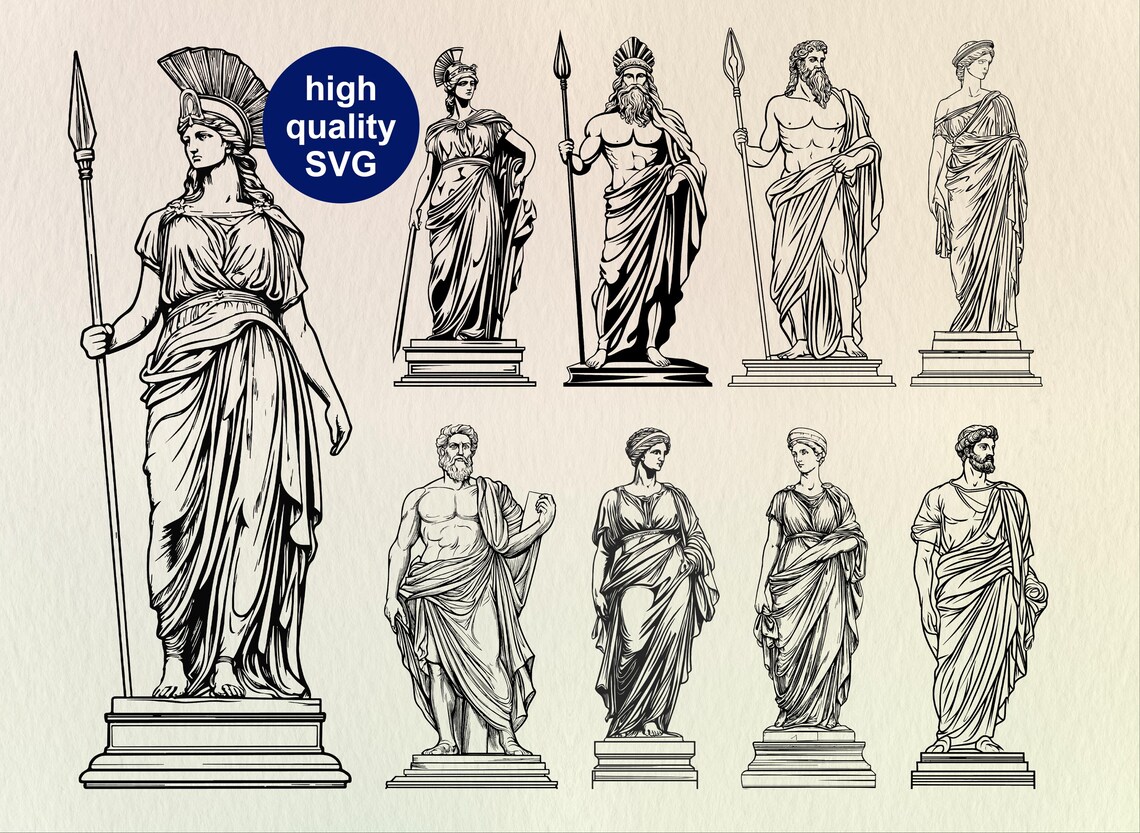 Greek Statue SVG: 34 Classical Sculpture, Ancient Roman Statues ...