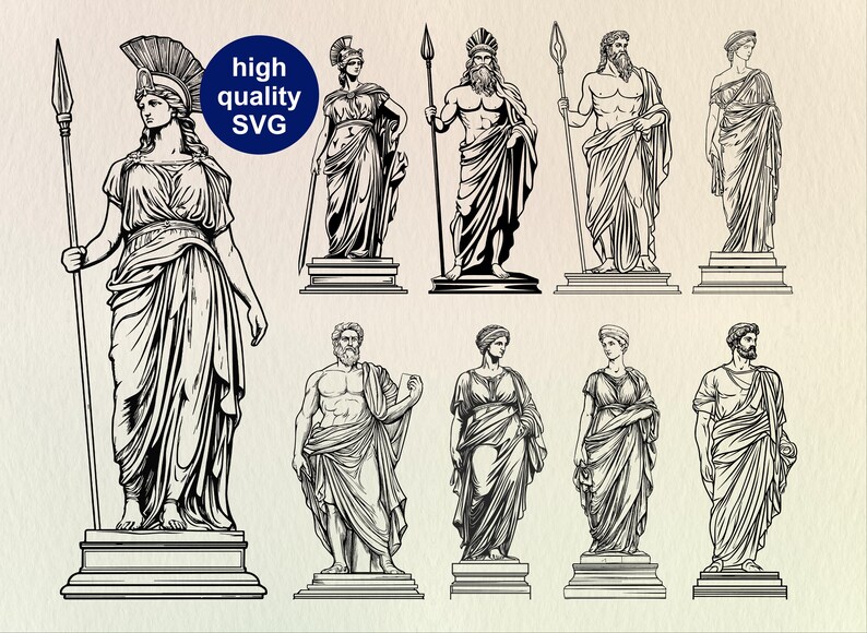 Greek Statue SVG: 34 Classical Sculpture, Ancient Roman Statues ...