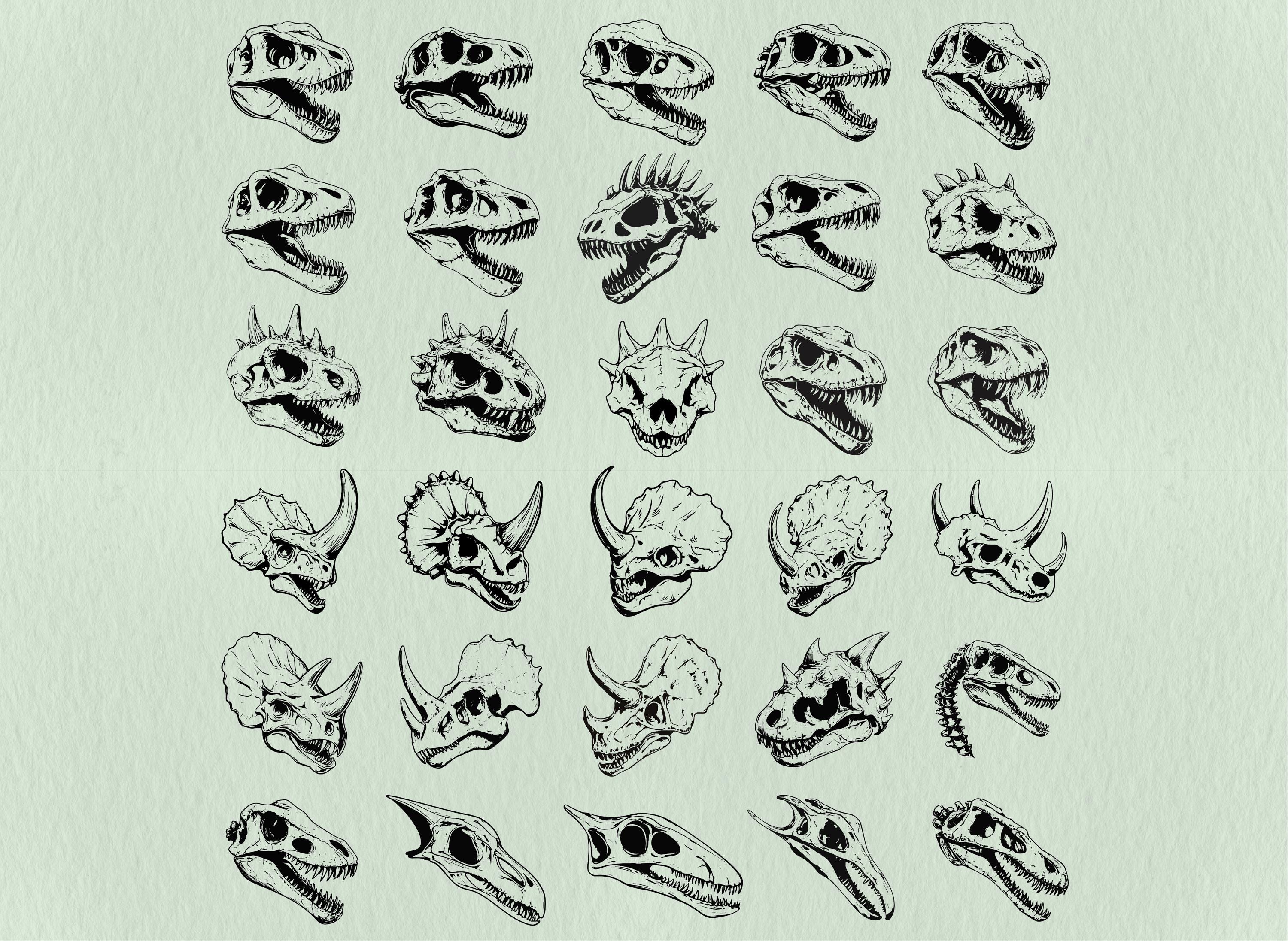 Dinosaur Fossils SVG: Prehistoric Bones Vector File, Museum Jurassic ...