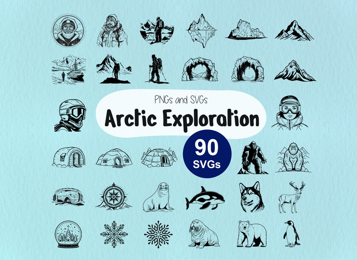 Arctic Tundra SVG, Ice Cave SVG Cricut, Antarctica Stencil, North Pole ...