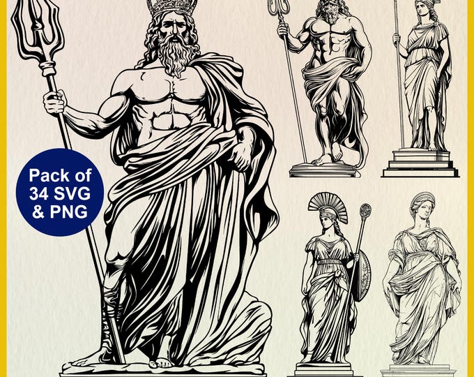 Greek Gods Laser Engrave File, SVG PNG JPG, Zeus, Aphrodite, Ancient ...