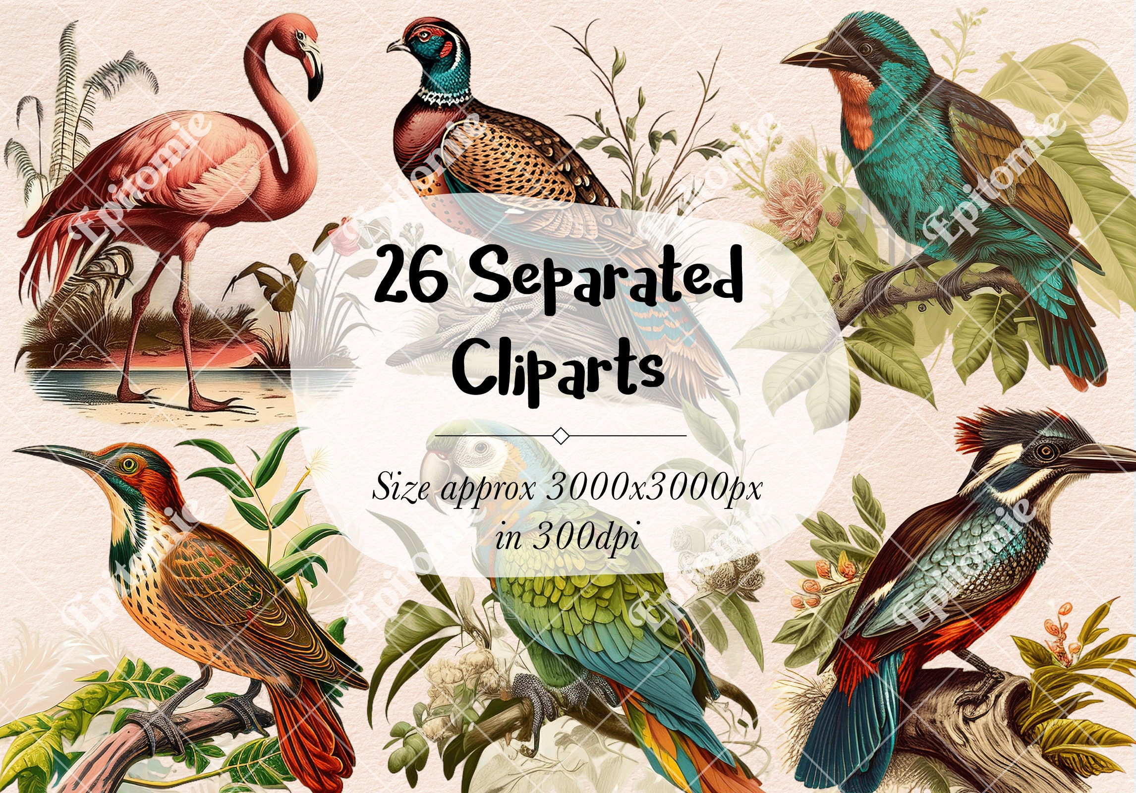 Vintage Rare Bird Clipart, Rare Bird PNG, Tropical Bird Vintage Clipart ...