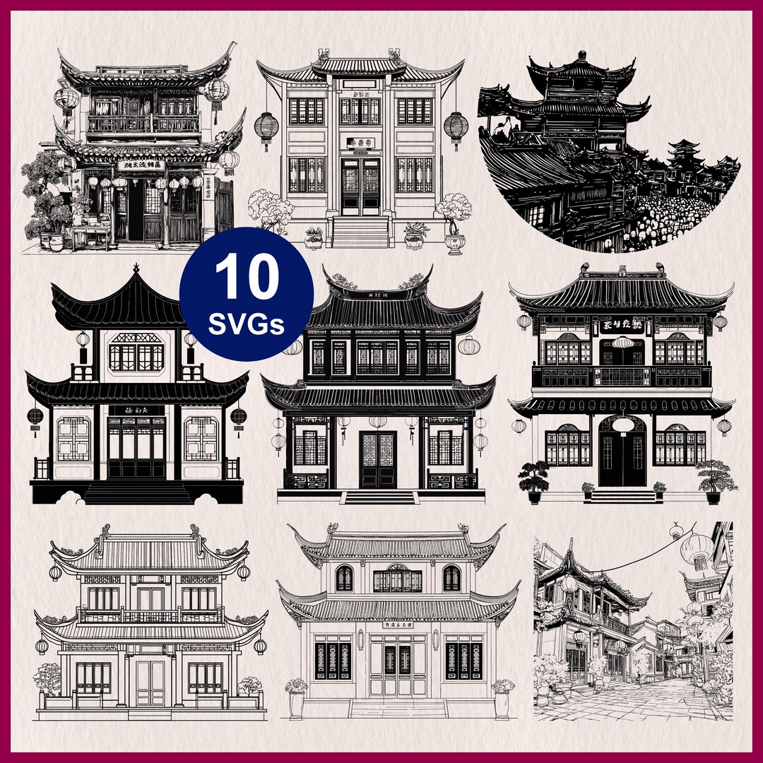Chinatown House SVG | Chinese Town, East Asia Architecture Clipart | 10 ...