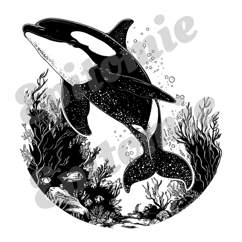 Orca SVG Silhouette, Killer Whale SVG, Marine Life PNG, Ocean Animals ...