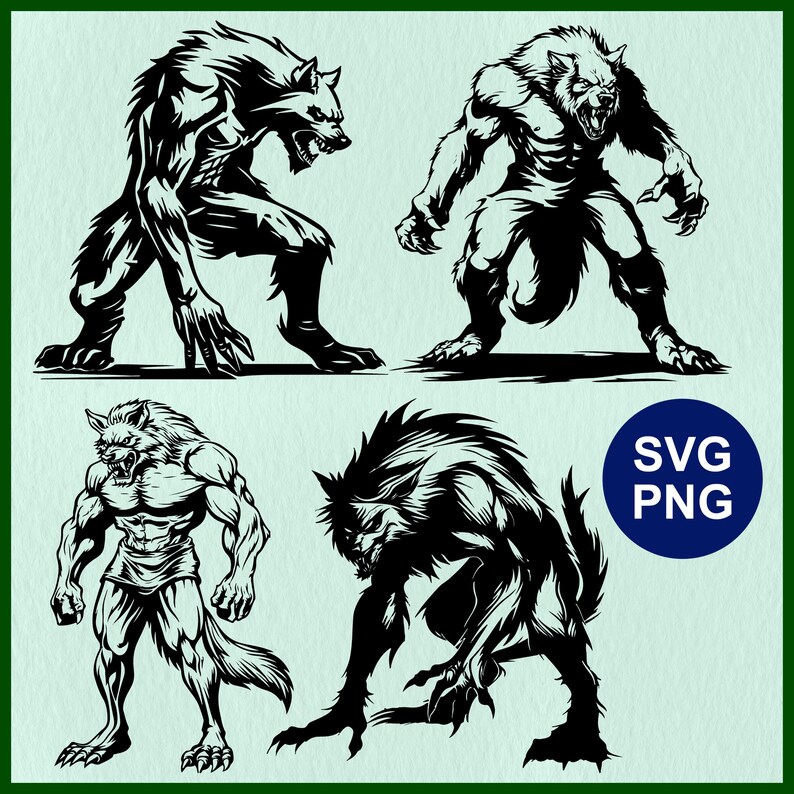 High Quality Werewolf SVG, Monster Cricut, Werewolf Stencil, Werewolf Halloween Clipart, Wolf ...