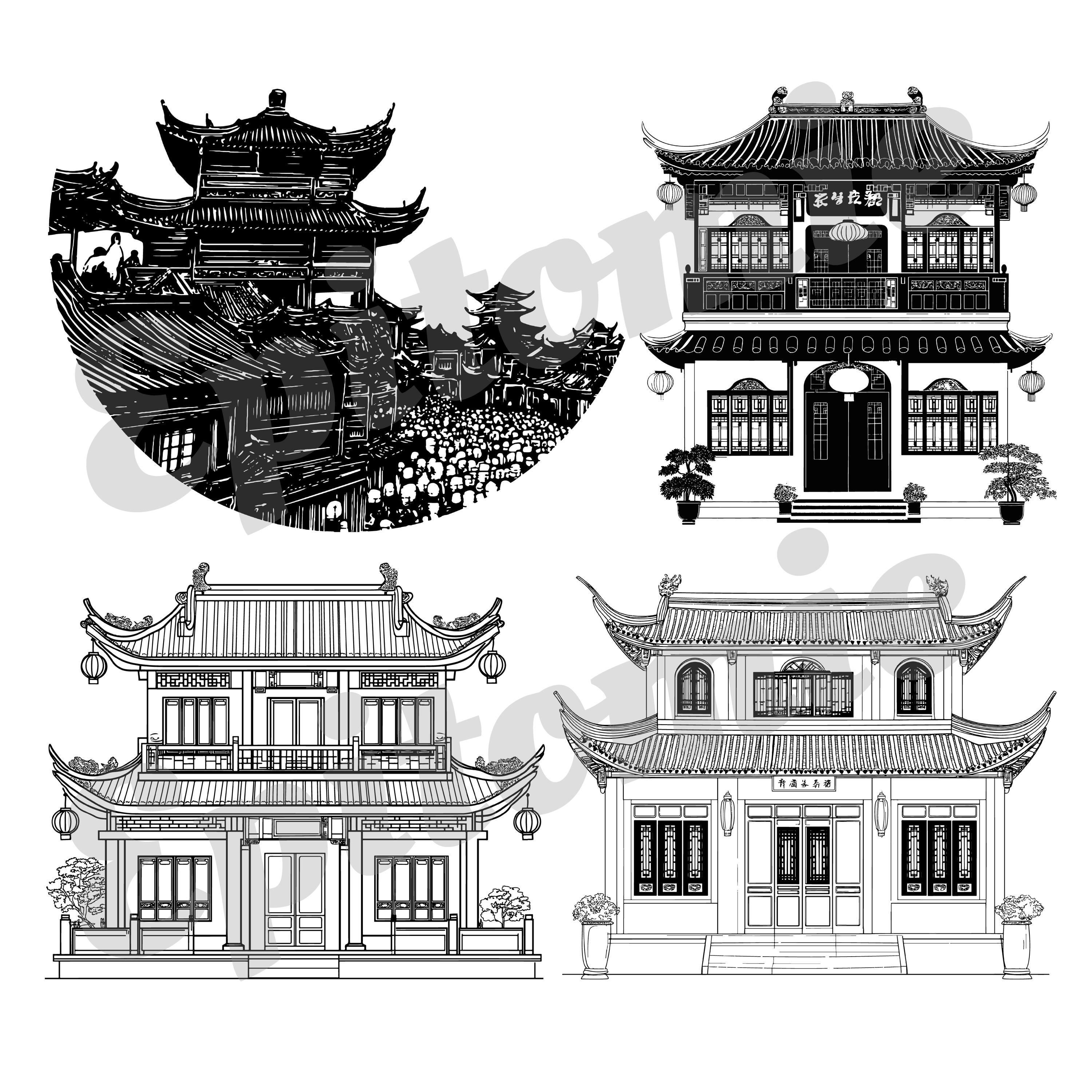 Chinatown House SVG | Chinese Town, East Asia Architecture Clipart | 10 ...
