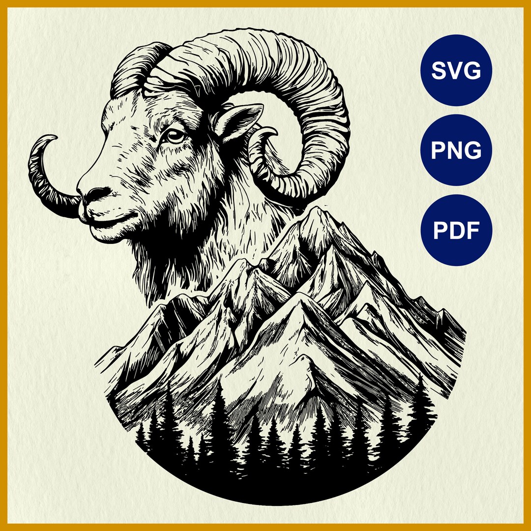 Mountain Goat SVG: Goat Head Vector File, Woodland & Forest Animal ...