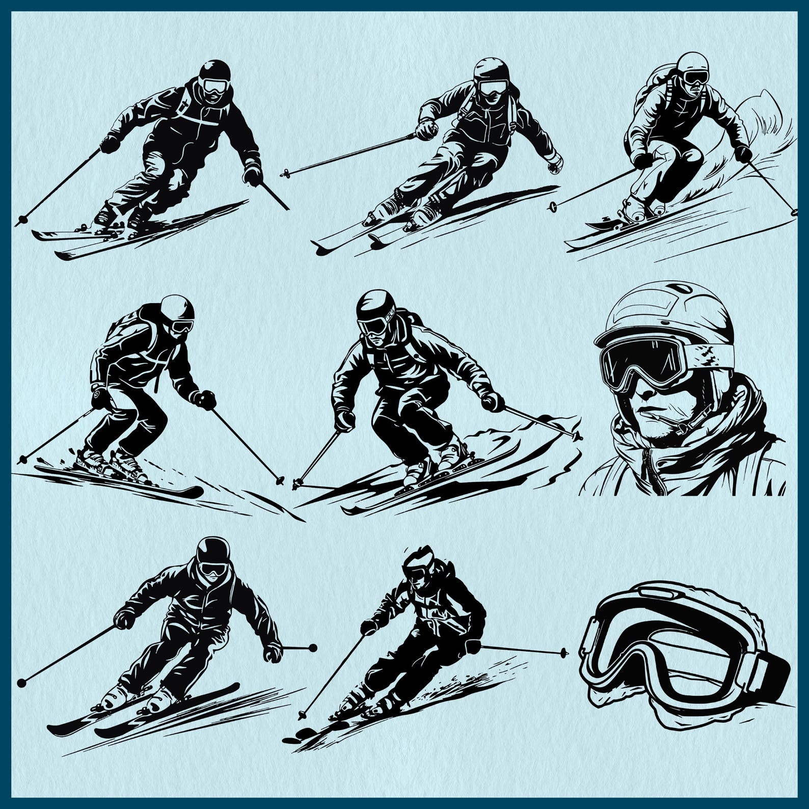 Snow Skiing SVG, Skiing Cricut, Winter Sport Lasercut, Mountain Skiing ...