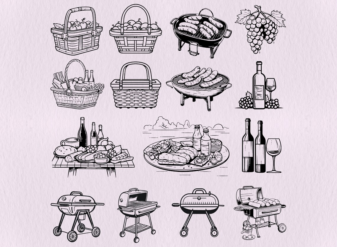 Picnic SVG Bundle, Picnic Basket SVG Cut Files, Picnic Cricut Stencil ...