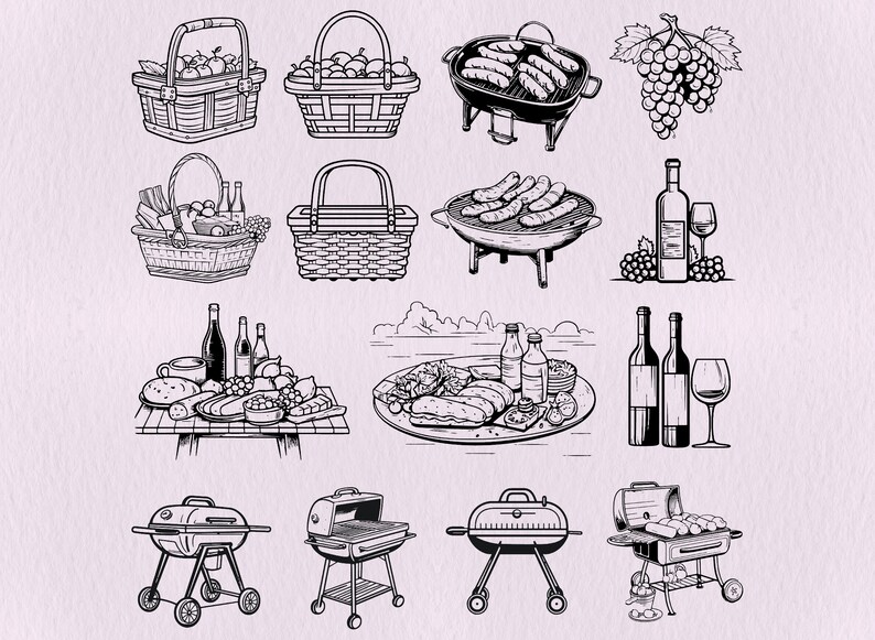 Picnic SVG Bundle, Picnic Basket SVG Cut Files, Picnic Cricut Stencil ...
