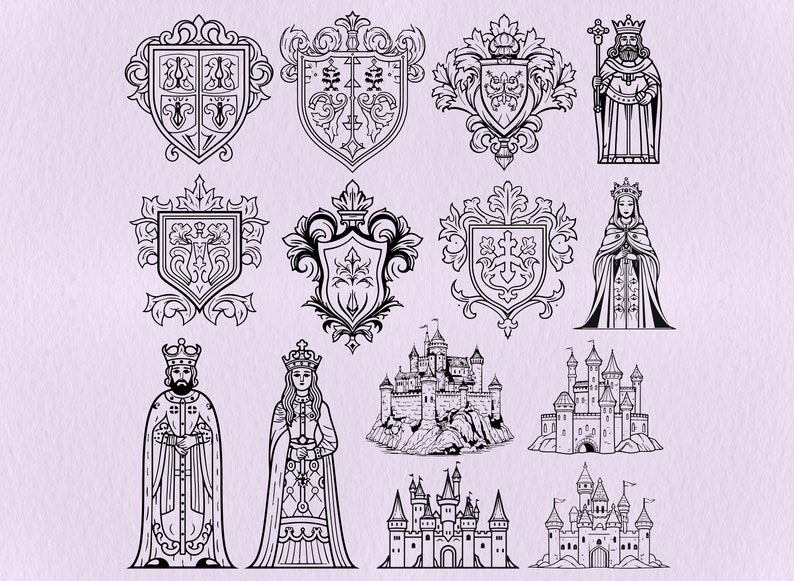 145 Medieval SVG, Medieval Sigil Cricut, Medieval Crest Stencil, Middle ...