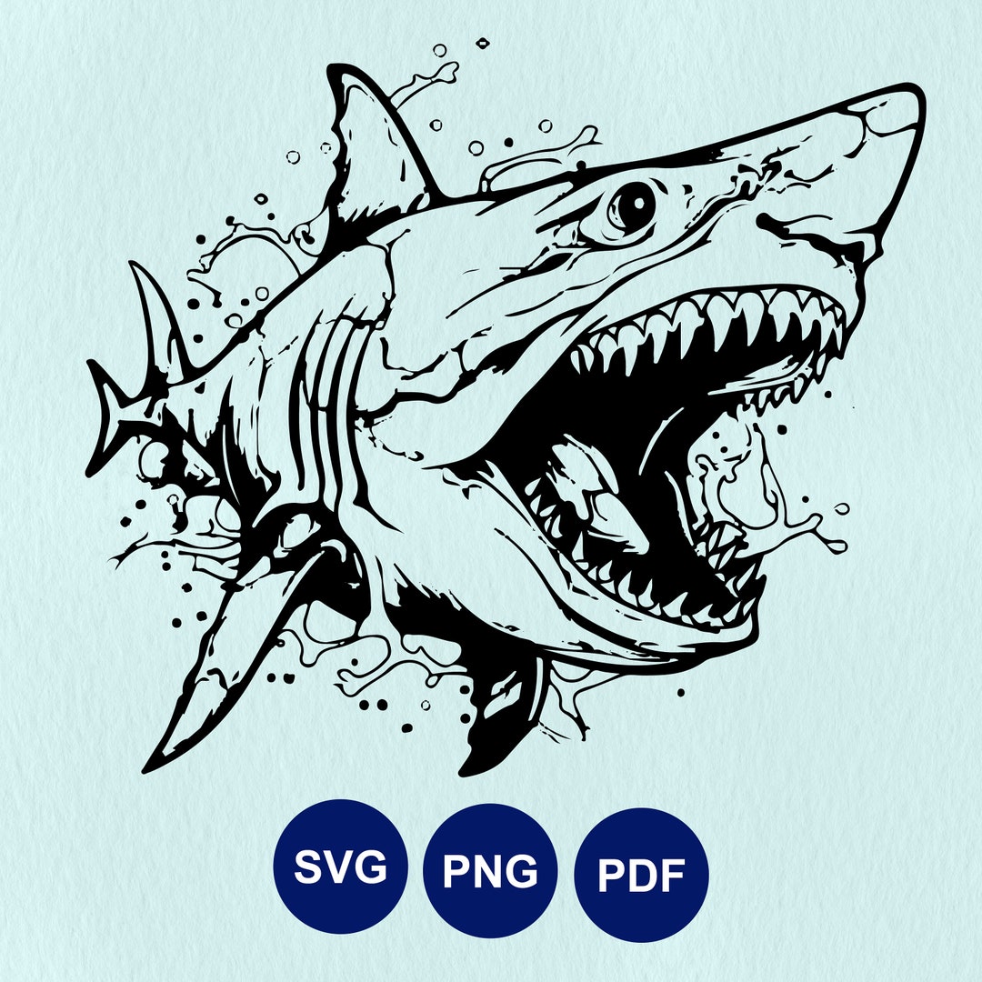 Shark SVG, Shark Attack Cricut, Jaws SVG Stencil, Shark Jaws Clipart ...