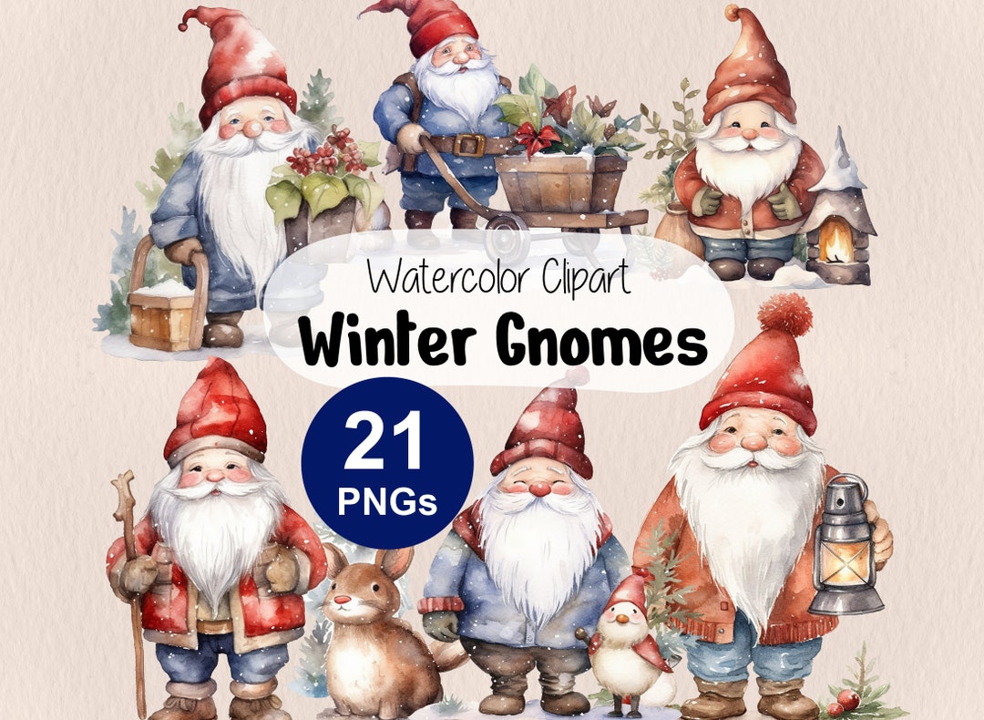 Winter Gnome Clipart, Cute Gnome PNG, Christmas Gnome Clipart, Winter ...