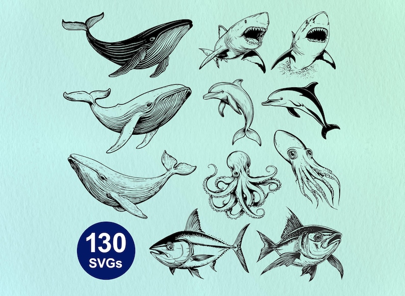 Deep Sea SVG, Ocean Animals Cricut, Underwater Creatures Lasercut ...
