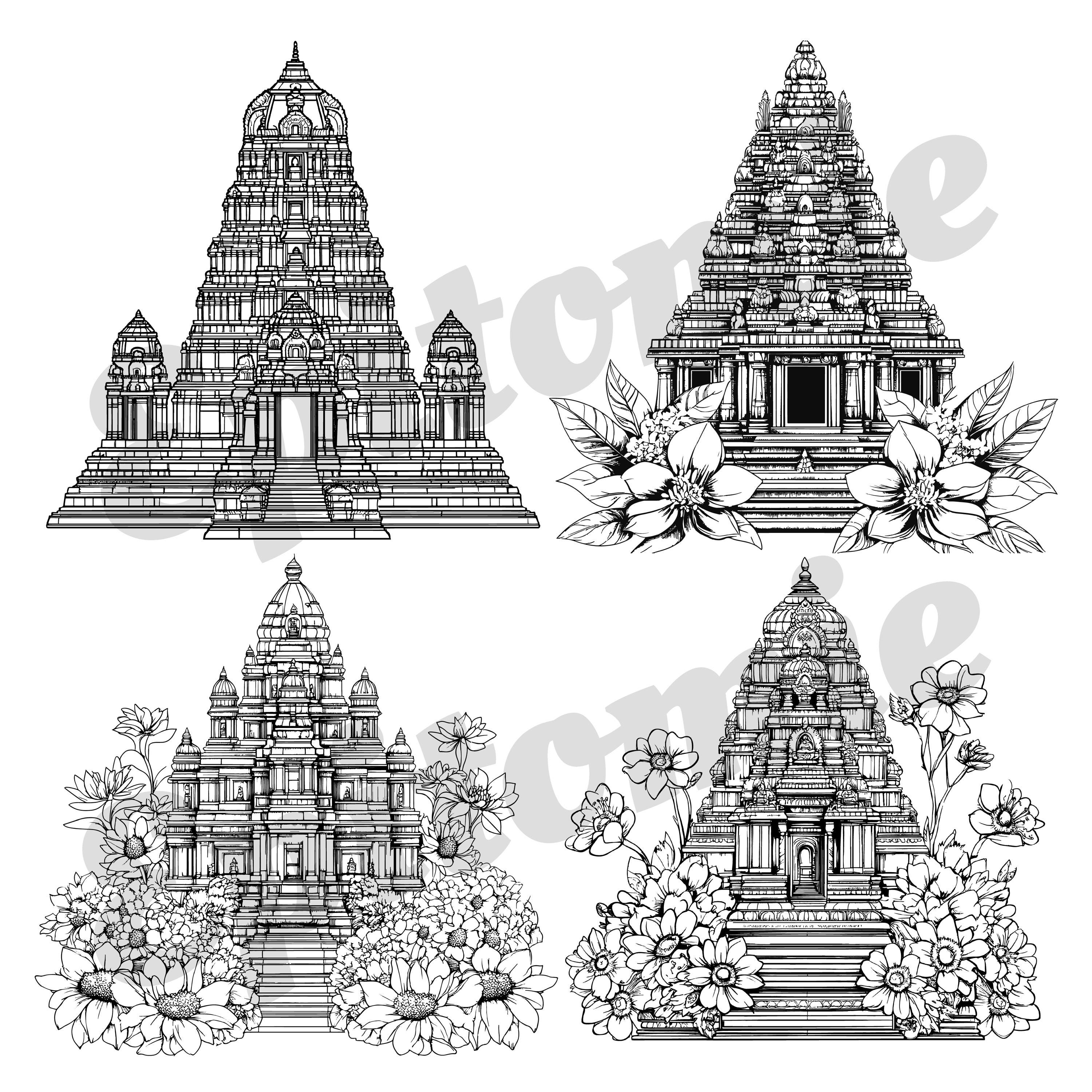 Hindu Temple SVG: Indian Vector Files for Cricut and Laser Cut - Etsy