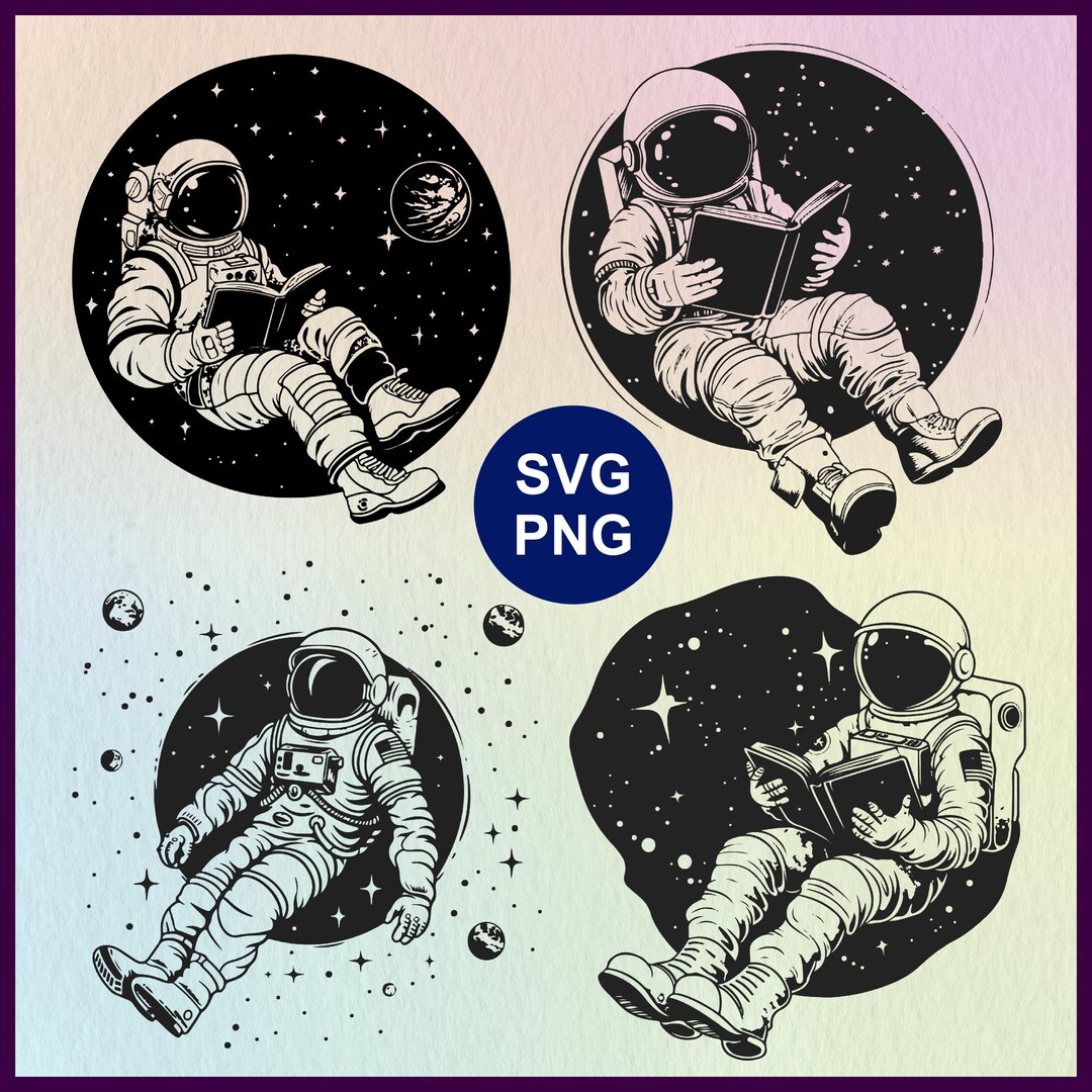 Astronaut Reading SVG, Astronaut Relaxing Cricut, Astronaut Chilling ...