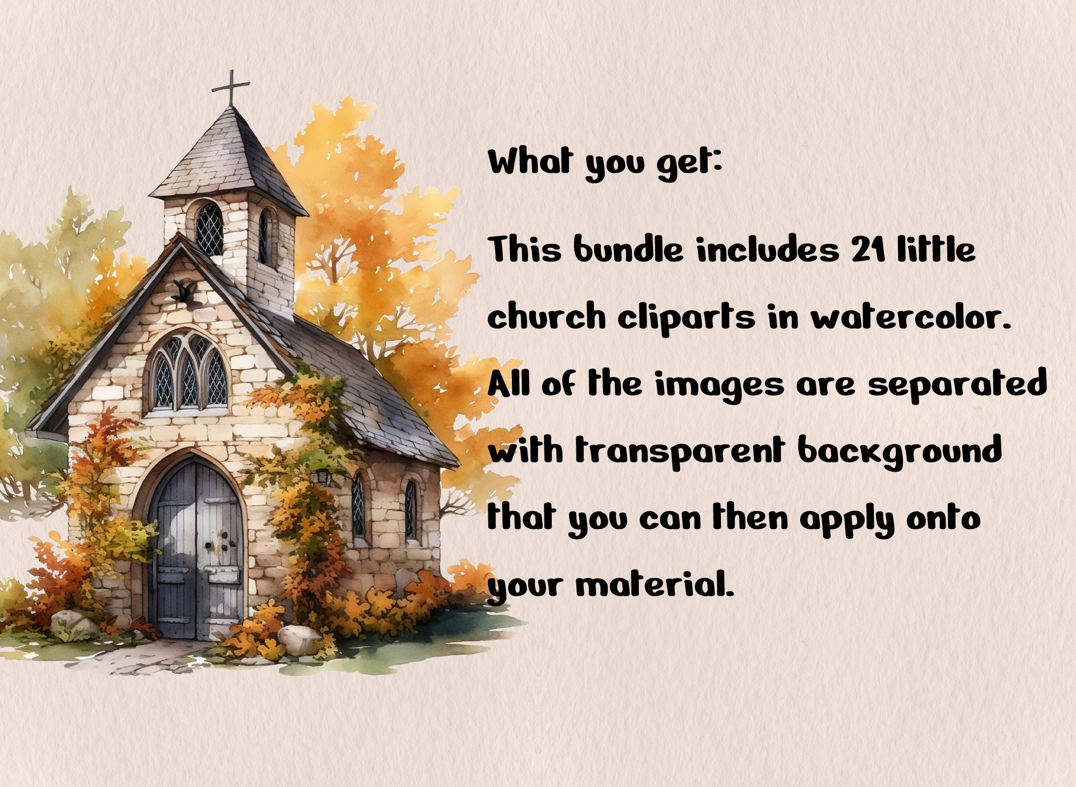 Little Church Clipart: Countryside Church PNG, Rustic Cottagecore ...