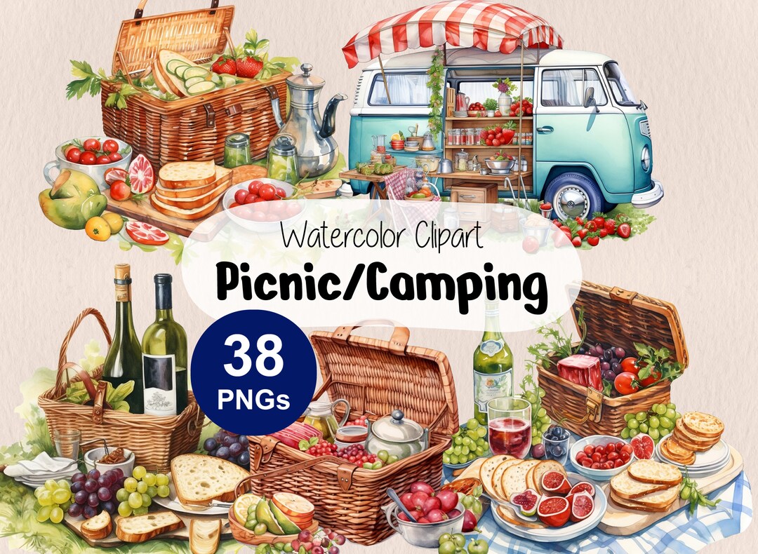 Picnic Clipart, Camping Clipart, Camping PNG, Picnic Basket Clipart ...