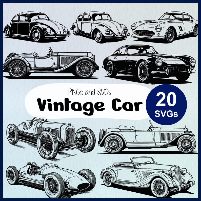 Vintage Car SVG | Classic Automobile Clipart | Antique Retro Vehicle ...