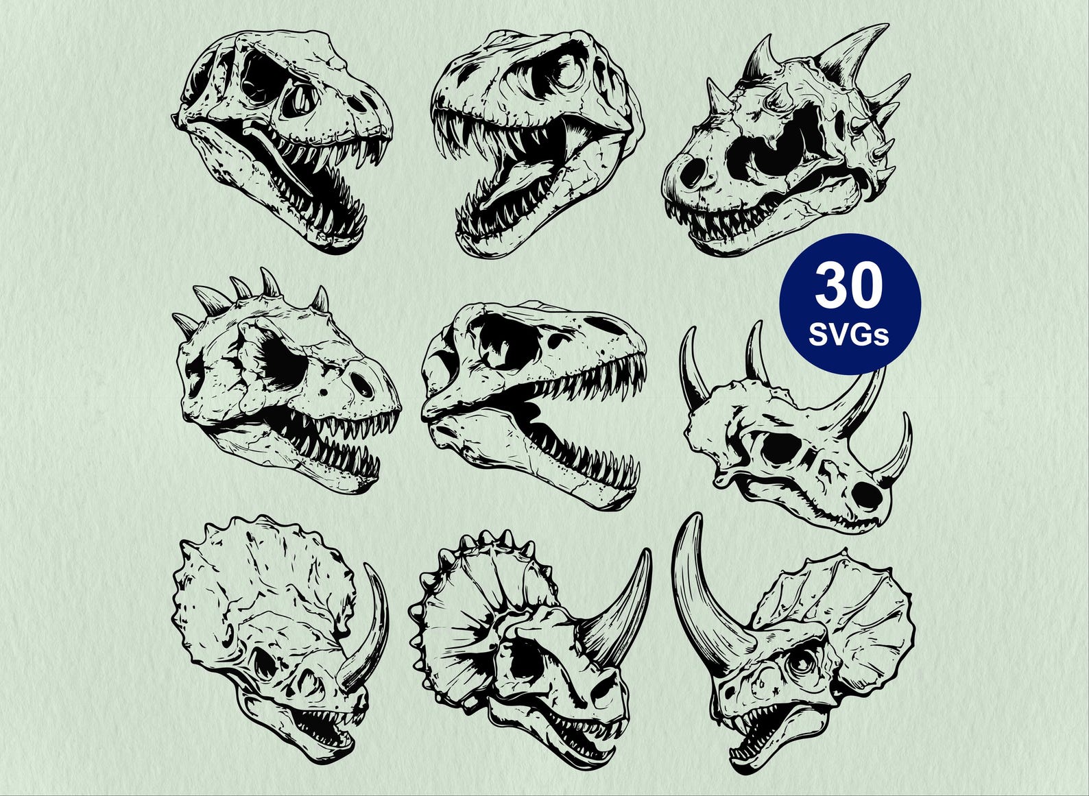 Dinosaur Fossils SVG: Prehistoric Bones Vector File, Museum Jurassic ...