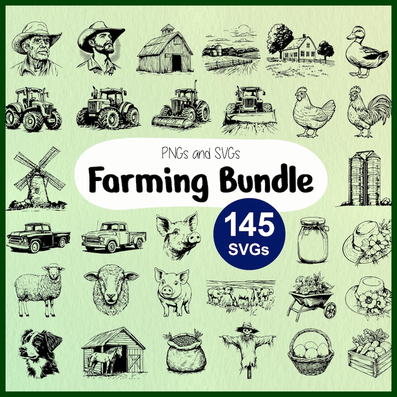 Farming Bundle SVG: Farm Life Agriculture Clipart, Barnyard Animal ...