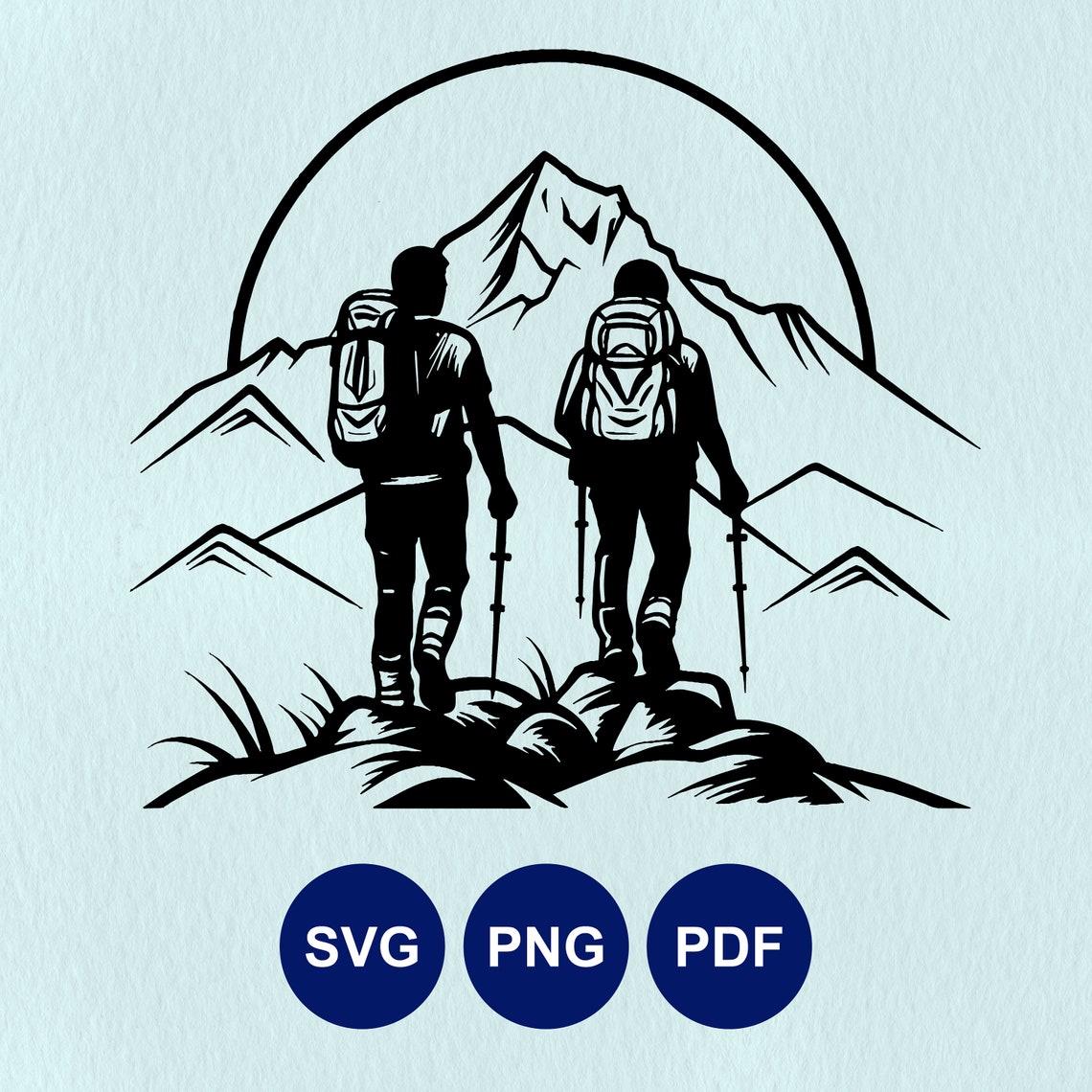 Hikers SVG, Hiking Cricut File, Camping SVG, Mountain Hiking Stencil, Adventure Lasercut, Nature ...