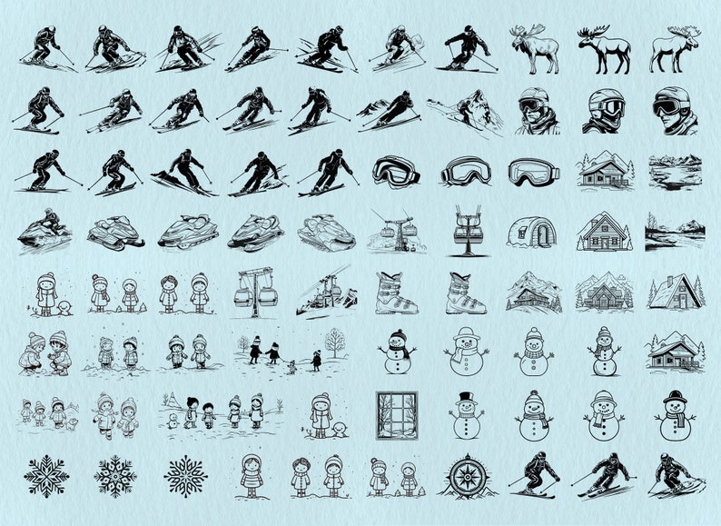 Snow Skiing SVG: Winter Sport Clipart, Mountain Skier, Ski Holiday ...