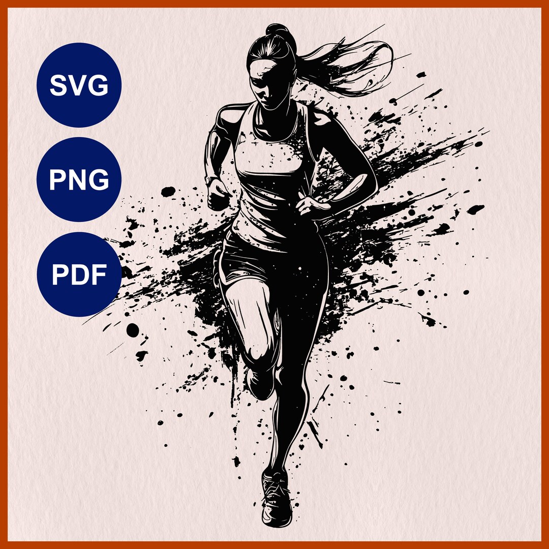 Woman Marathon Runner SVG: Athletic Running, Fitness Vector File - Etsy