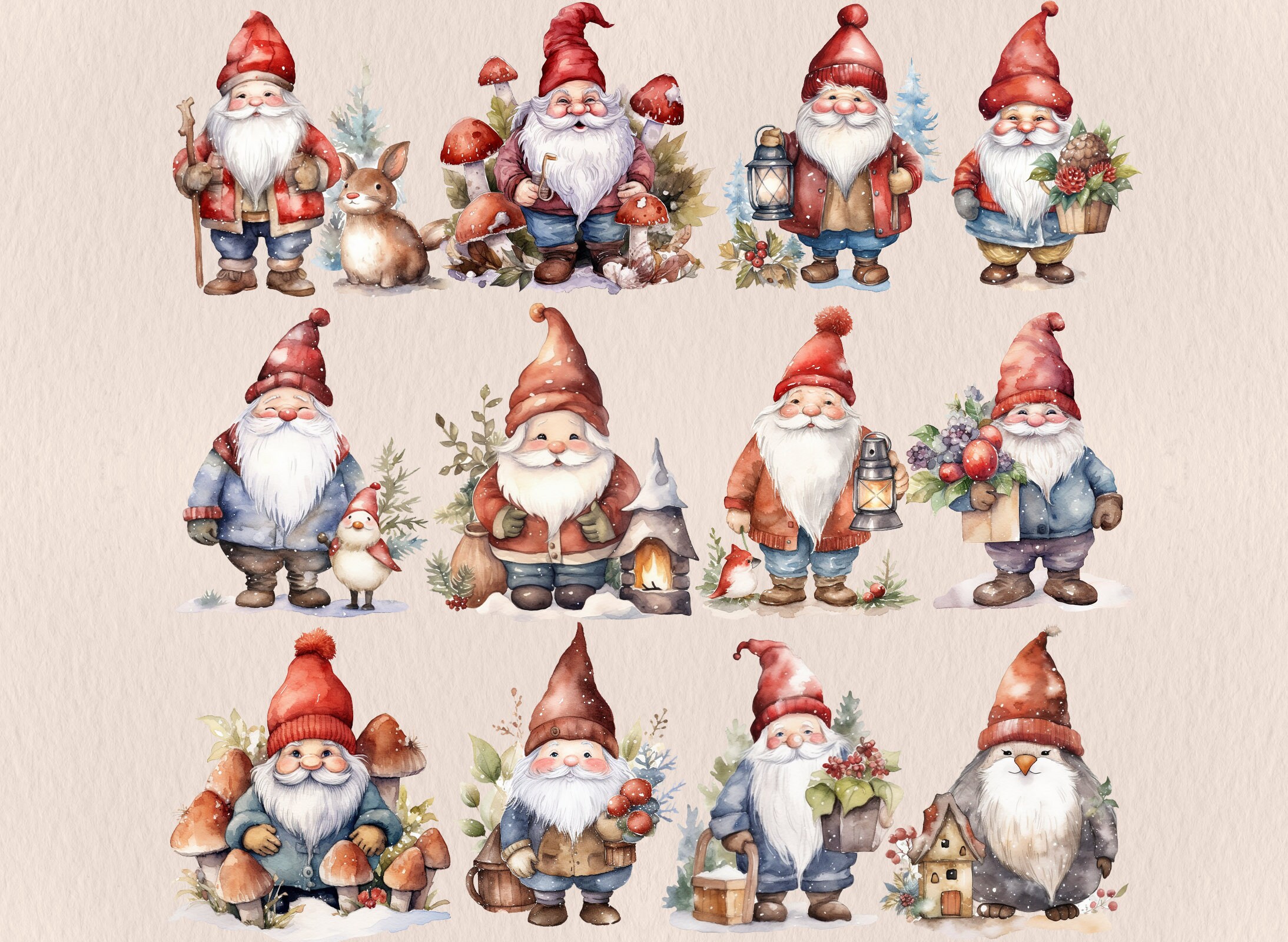 Winter Gnome Clipart, Cute Gnome PNG, Christmas Gnome Clipart, Winter ...