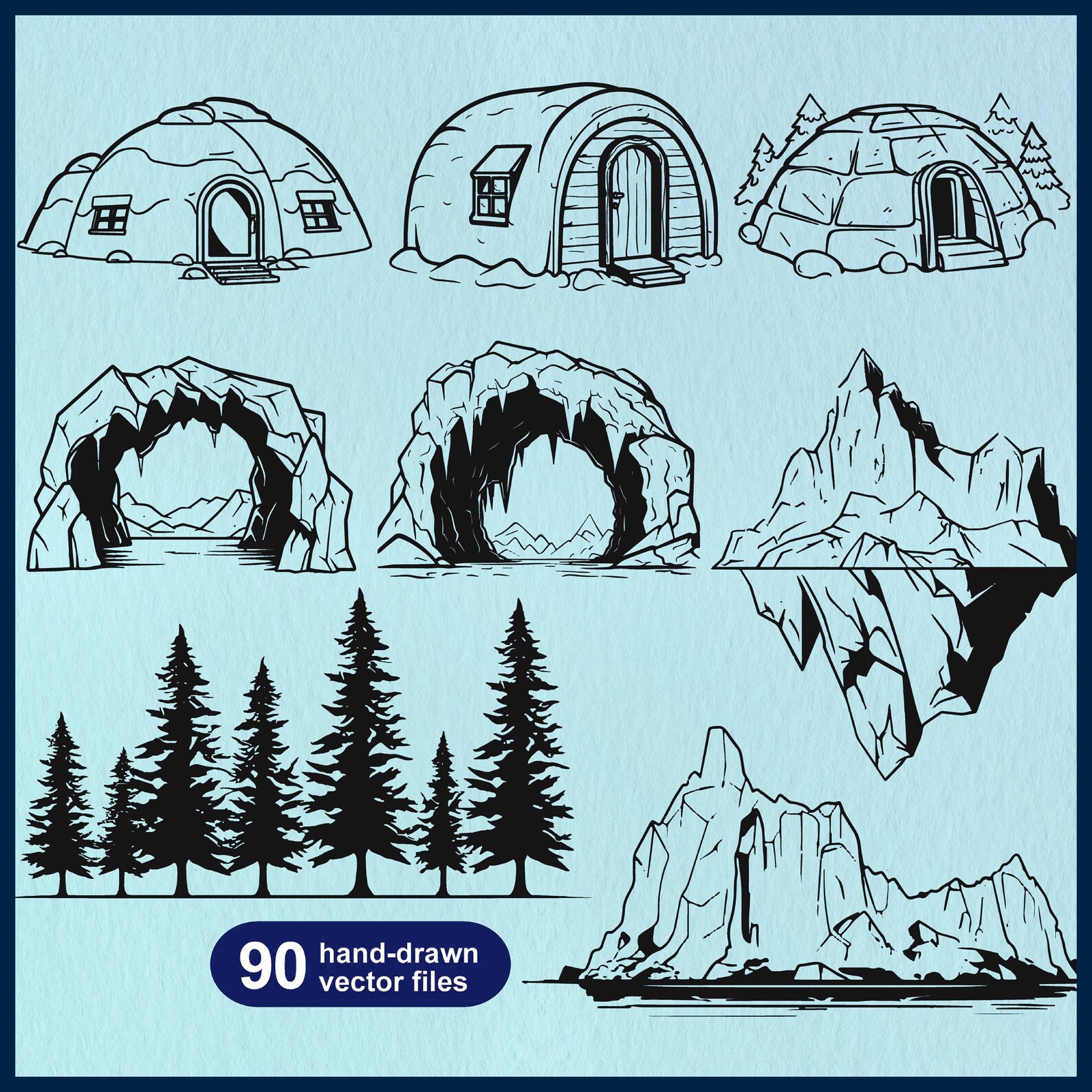 Arctic Tundra SVG, Ice Cave SVG Cricut, Antarctica Stencil, North Pole ...