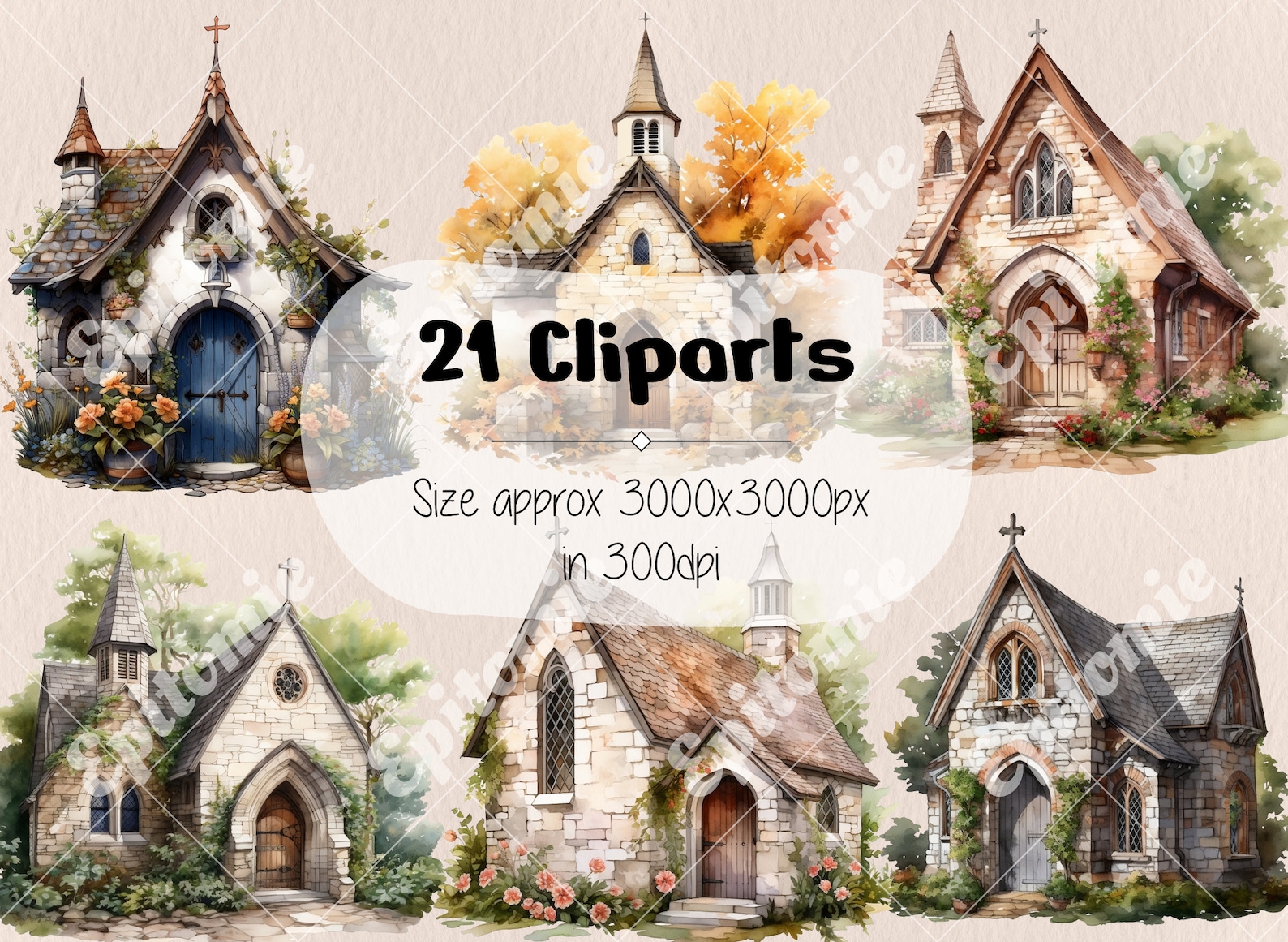 Little Church Clipart: Countryside Church PNG, Rustic Cottagecore ...