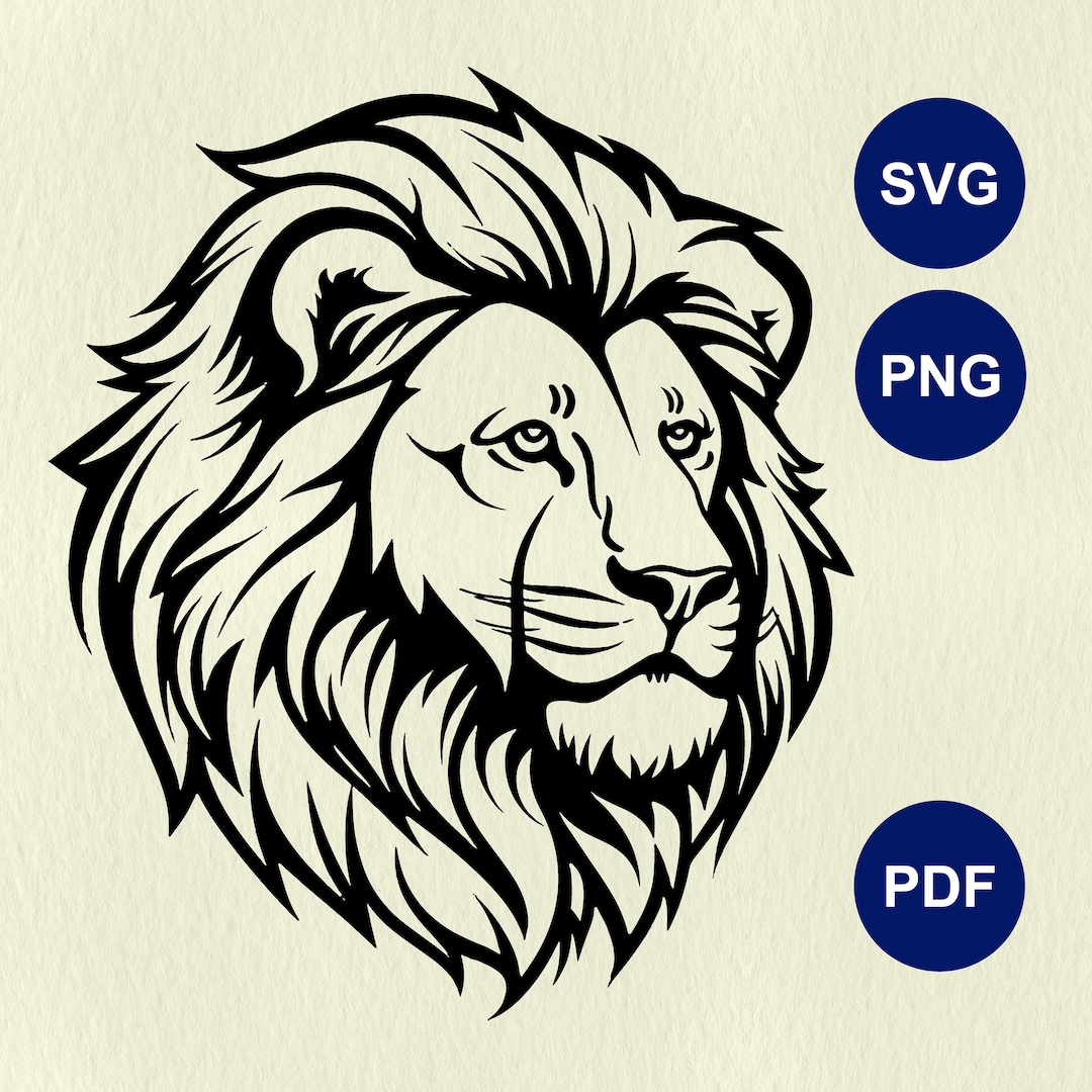 Lion Head SVG: Lion King Clipart, Lion Mane Vector File, African ...