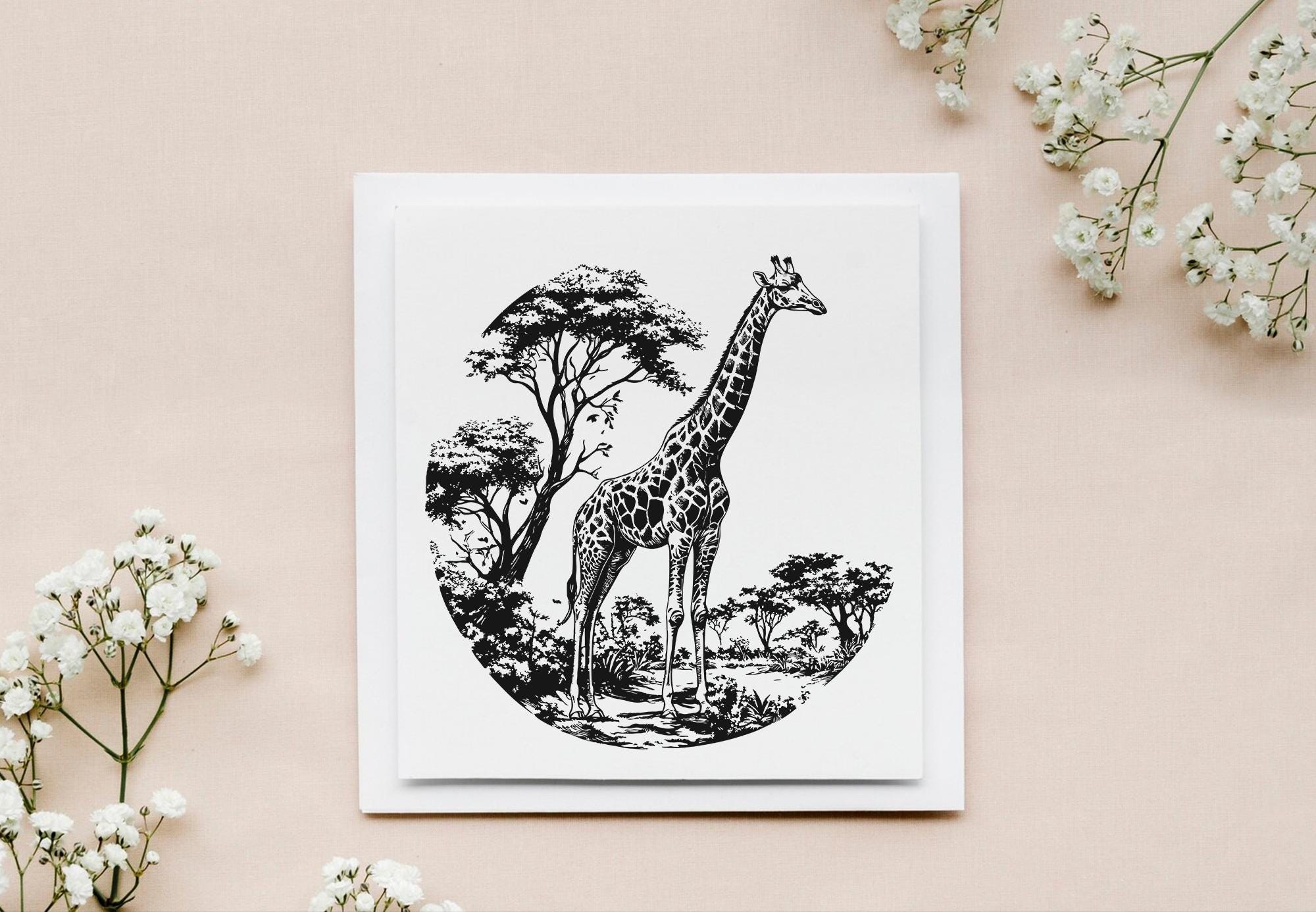 Giraffe on the Safari SVG: African Wild Life, Set of 4 Giraffe Vector ...
