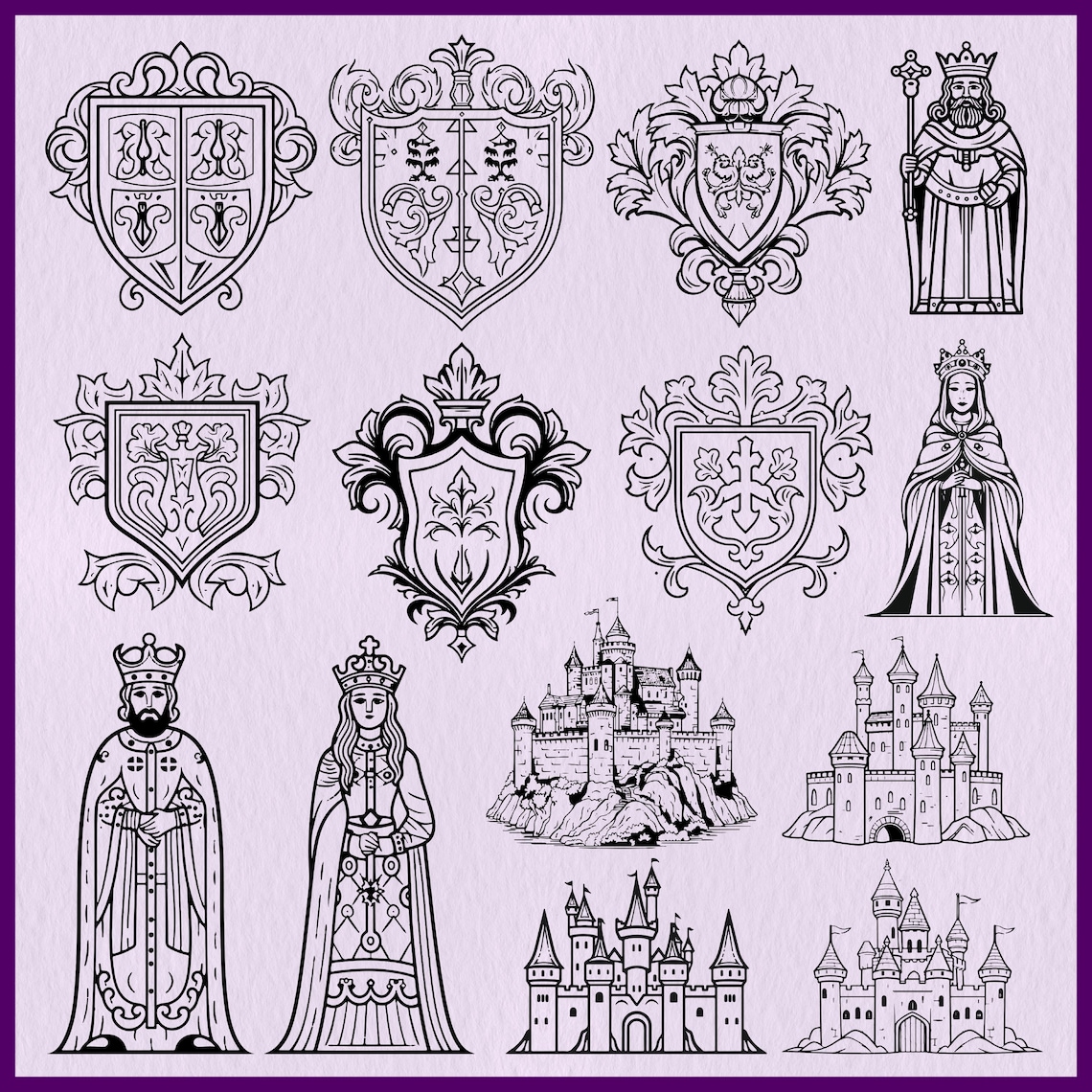 145 SVG médiéval, sigil médiéval Cricut, écusson de famille au pochoir ...