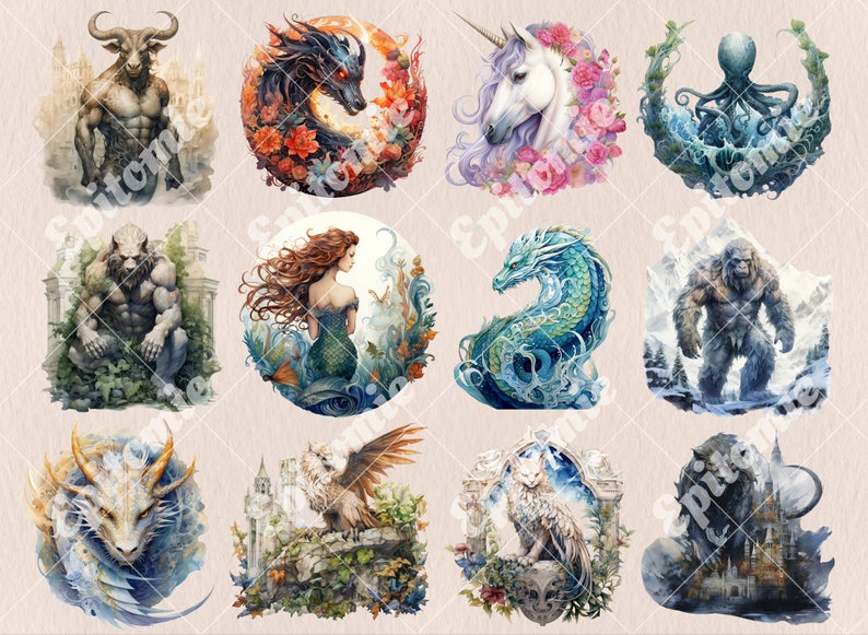 Mythical Creatures Clipart, Fantasy Monsters PNG, Magical Creatures ...