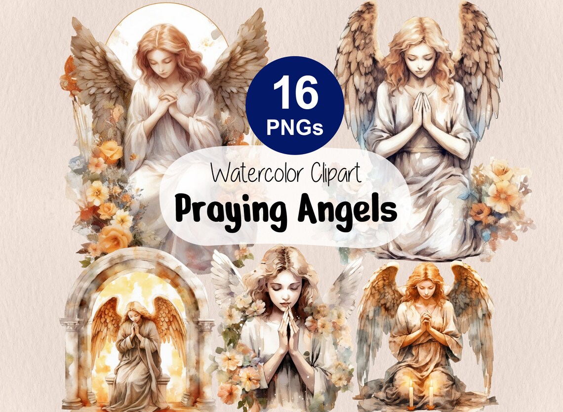 Praying Angel Clipart Praying Hands Clipart Wedding Prayer - Etsy
