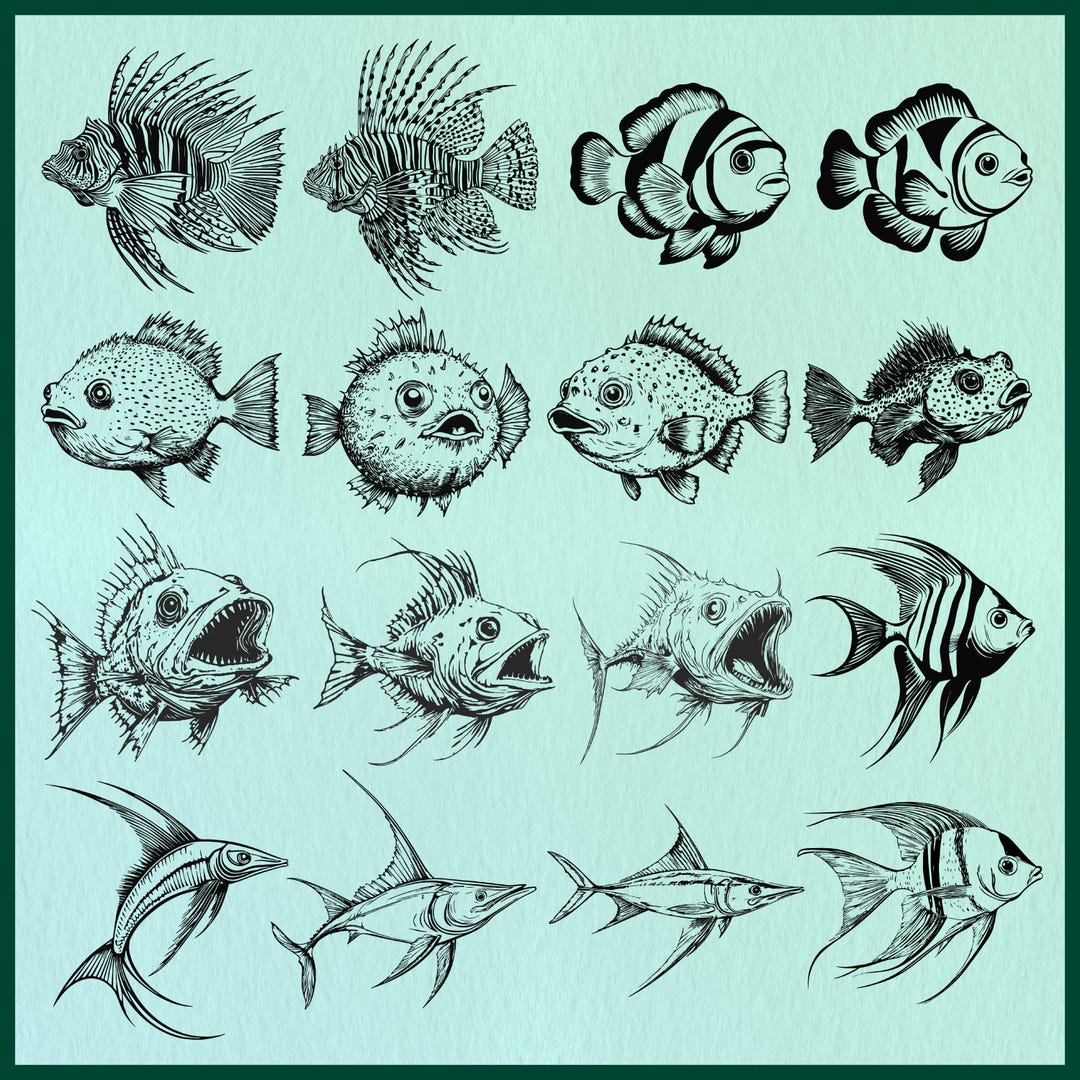 130 Deep Sea Fish SVG, Lion Fish Cricut, Puffer Fish Lasercut, Rock ...