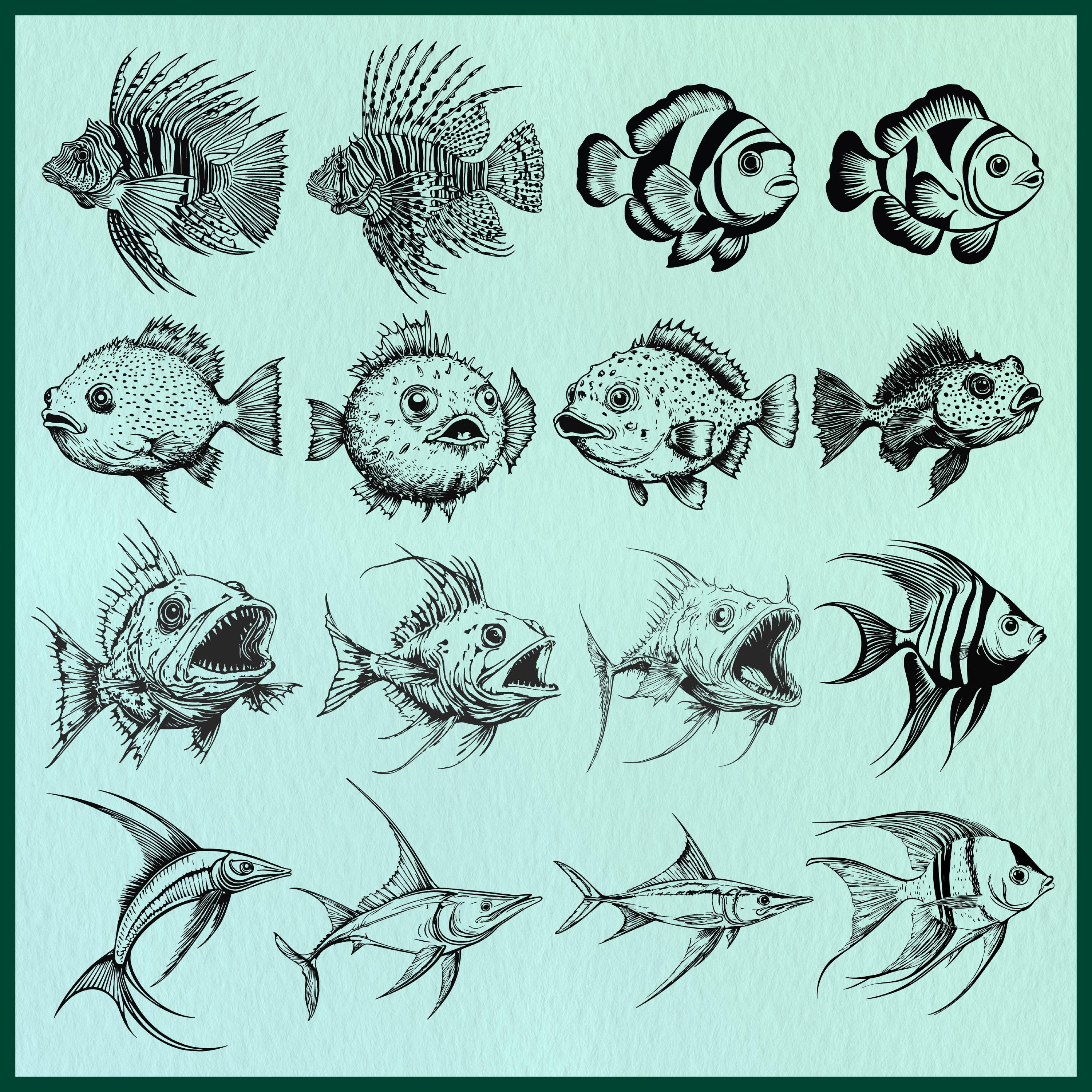 130 Deep Sea Fish SVG, Lion Fish Cricut, Puffer Fish Lasercut, Rock ...