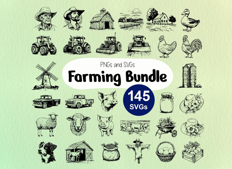 Farm Animals SVG: Barnyard Livestock, Chicken, Sheep Dog, Duck, Cow ...