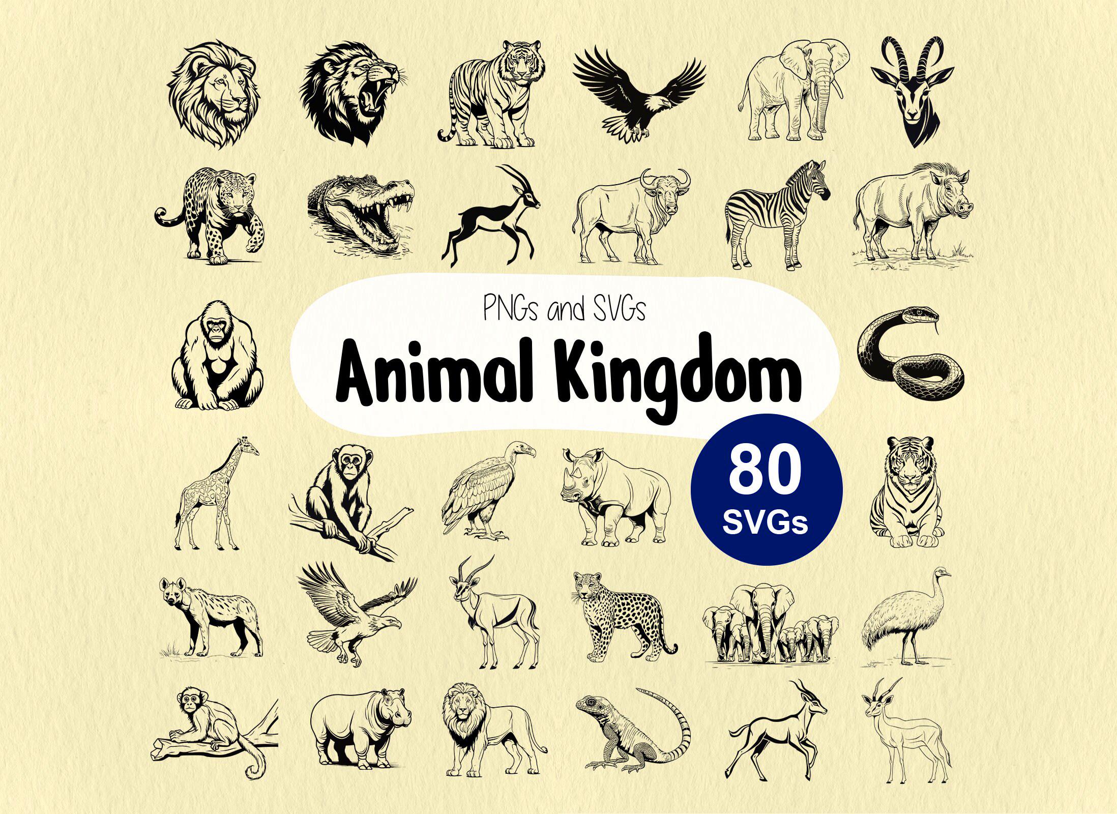80 Wild Animals SVG: Lion, Tiger, Zebra, Crocodile, Gorilla, Rhinoceros ...