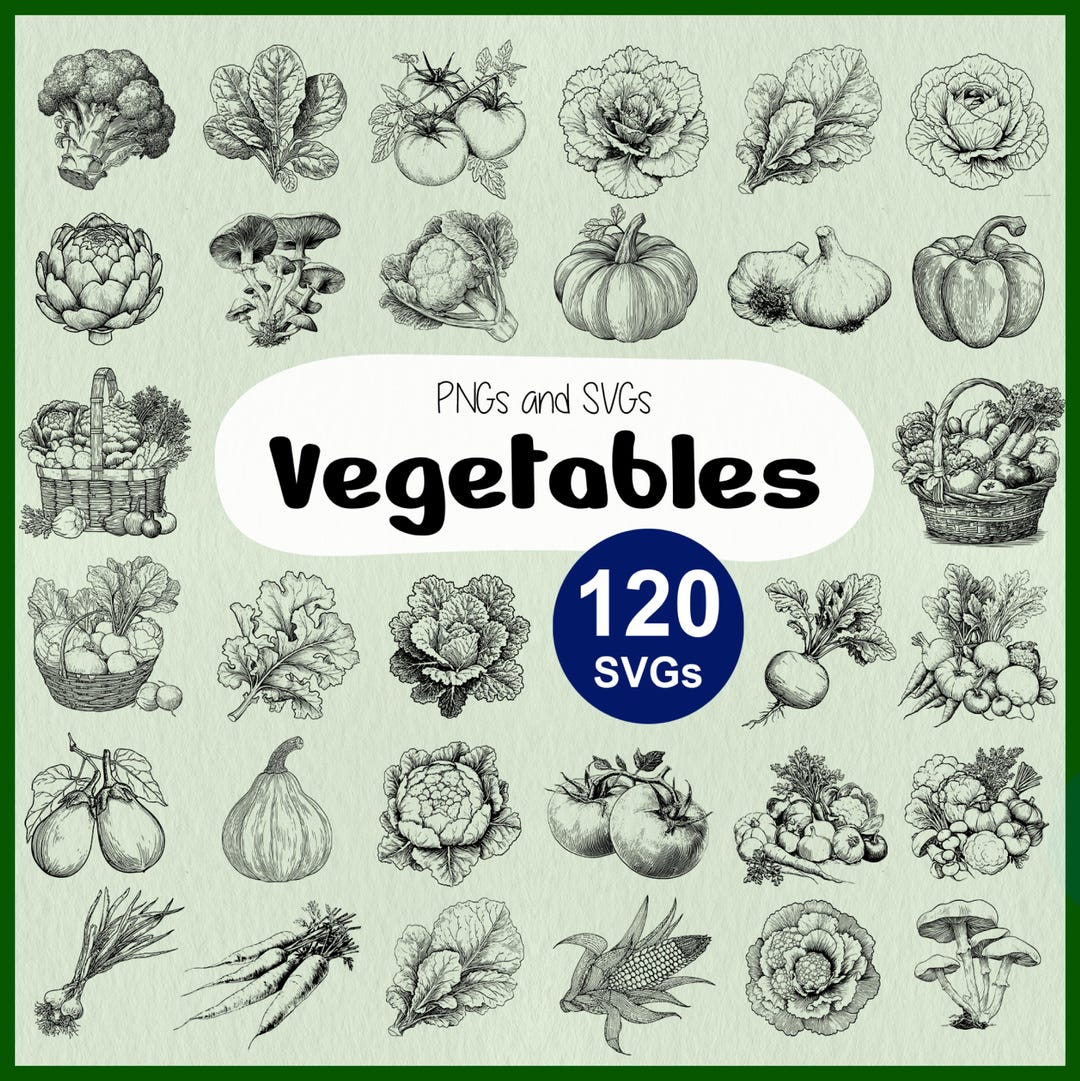 Fresh Vegetables SVG: Veggies Clipart, Vegetable Vector File, Fresh ...