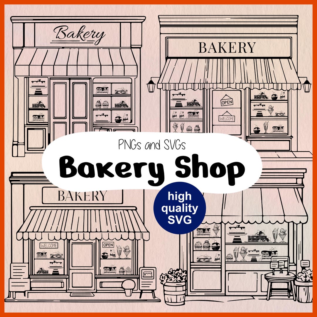 Bakery Storefront SVG | Bake Shop SVG | Paris Bakery Clipart | Line Art ...