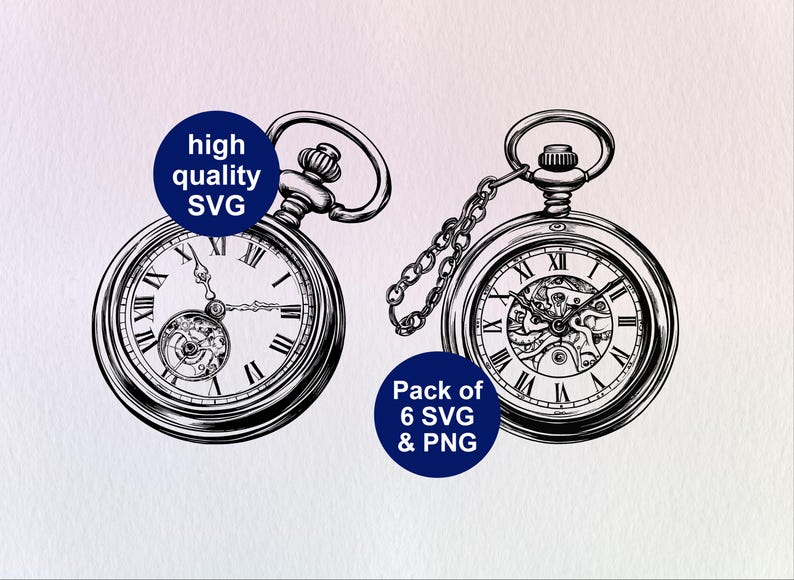 Pocket Watch SVG | Vintage Watch, Retro Pocket Watch, Antique Timepiece ...
